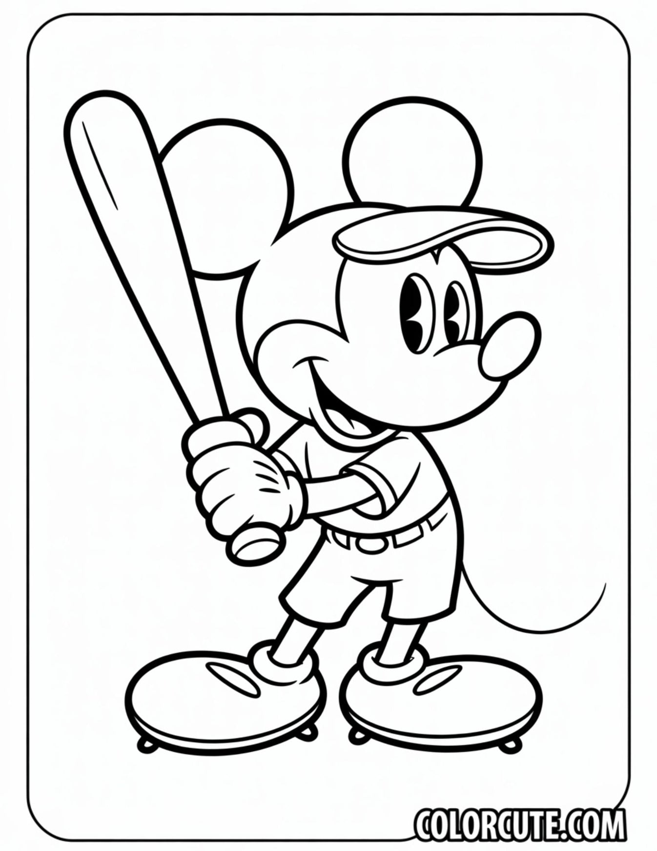 Baseball Mickey Mouse Coloring Pages | Free PDF Printables – Color Cute ...