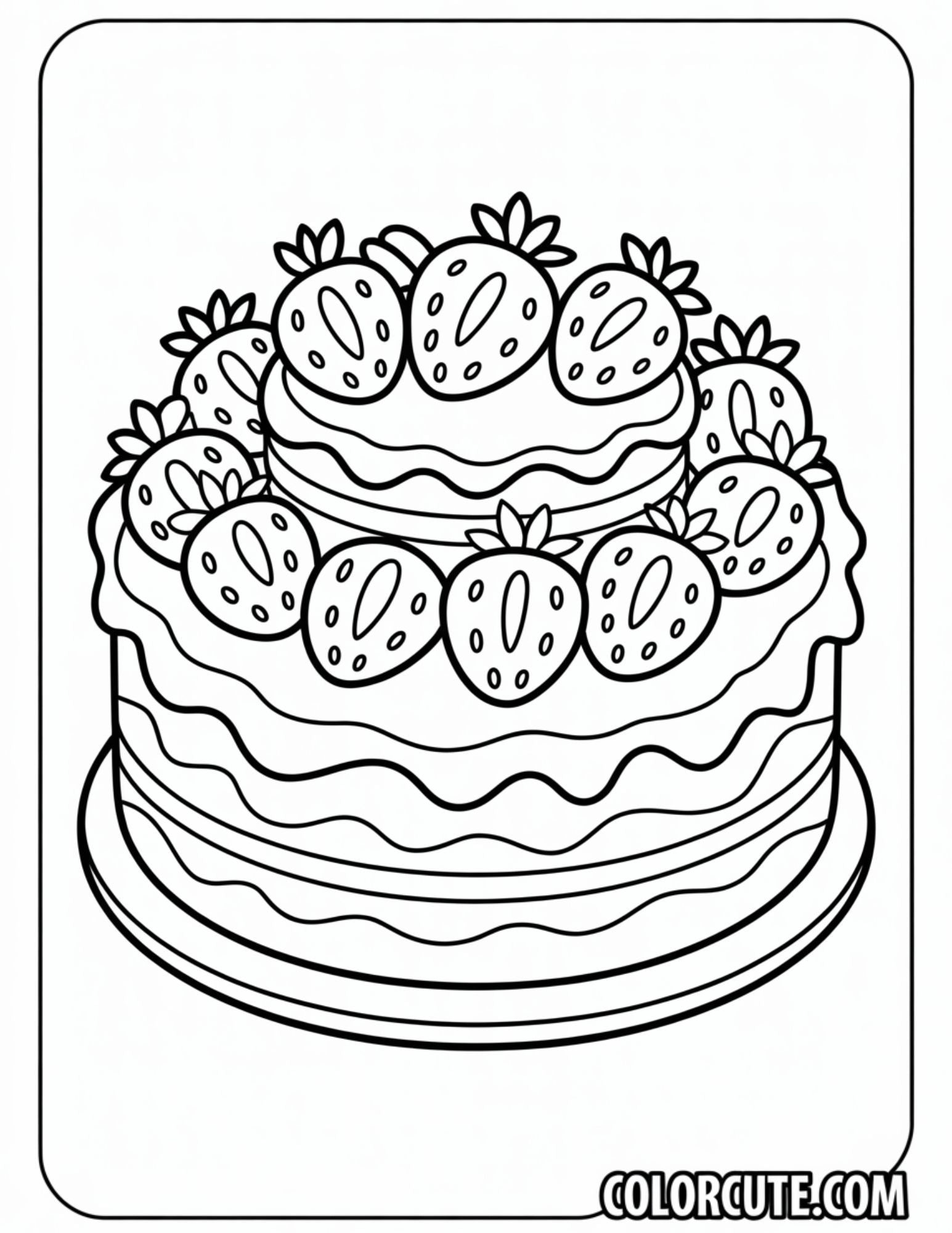 Cake Strawberry Coloring Pages | Free PDF Printables – Color Cute ...