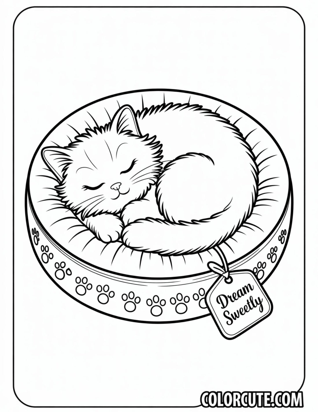 Cat Sleeping Coloring Pages | Free PDF Printables – Color Cute - Free ...