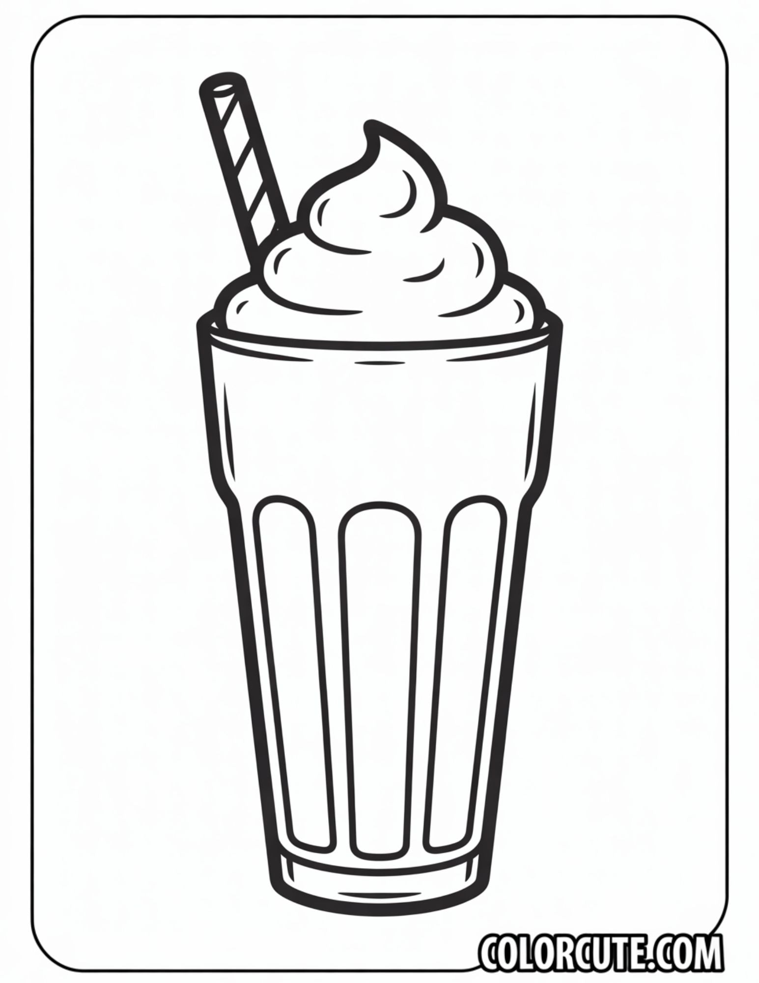 Milkshake Coloring Page | Free PDF Printables – Color Cute - Free ...