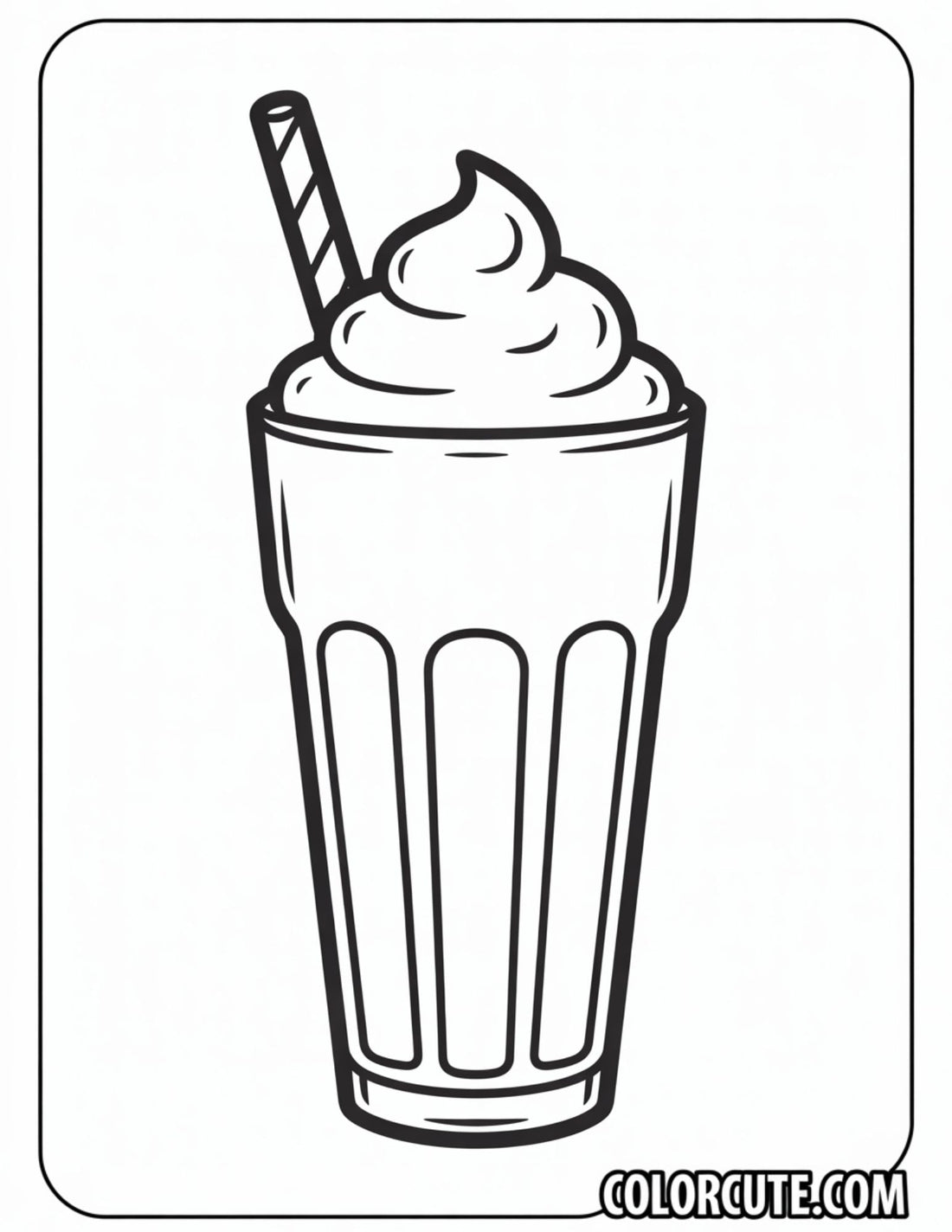 Milkshake Coloring Page | Free PDF Printables – Color Cute - Free ...