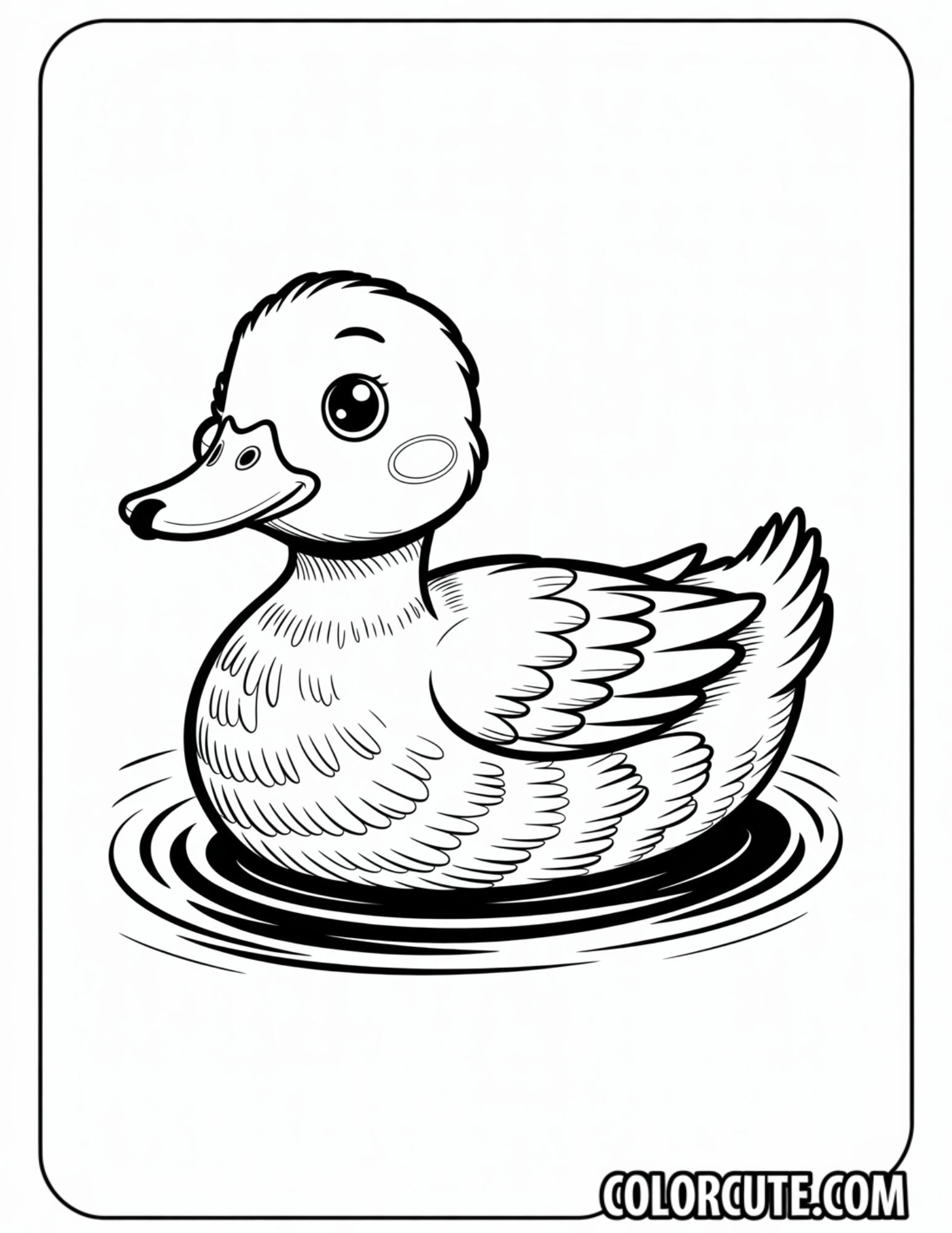 Realistic Duck Coloring Page | Free PDF Printables – Color Cute - Free ...