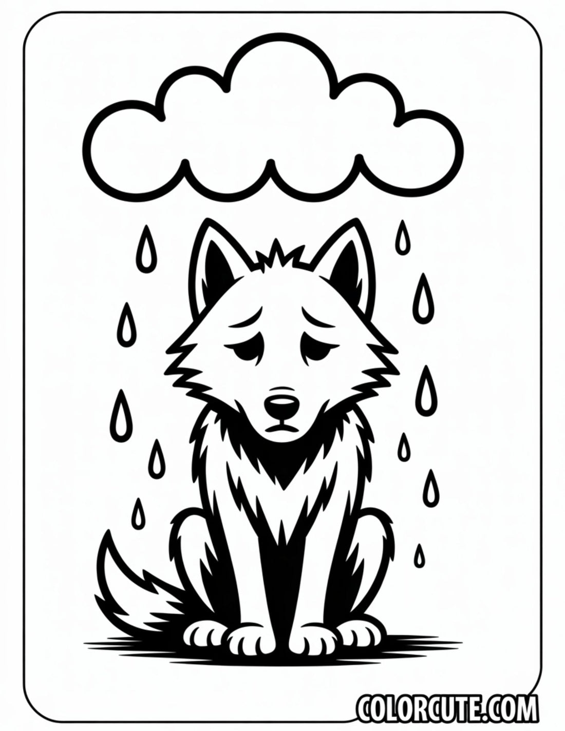 Sad Wolf Coloring Page | Free PDF Printables – Color Cute - Free ...