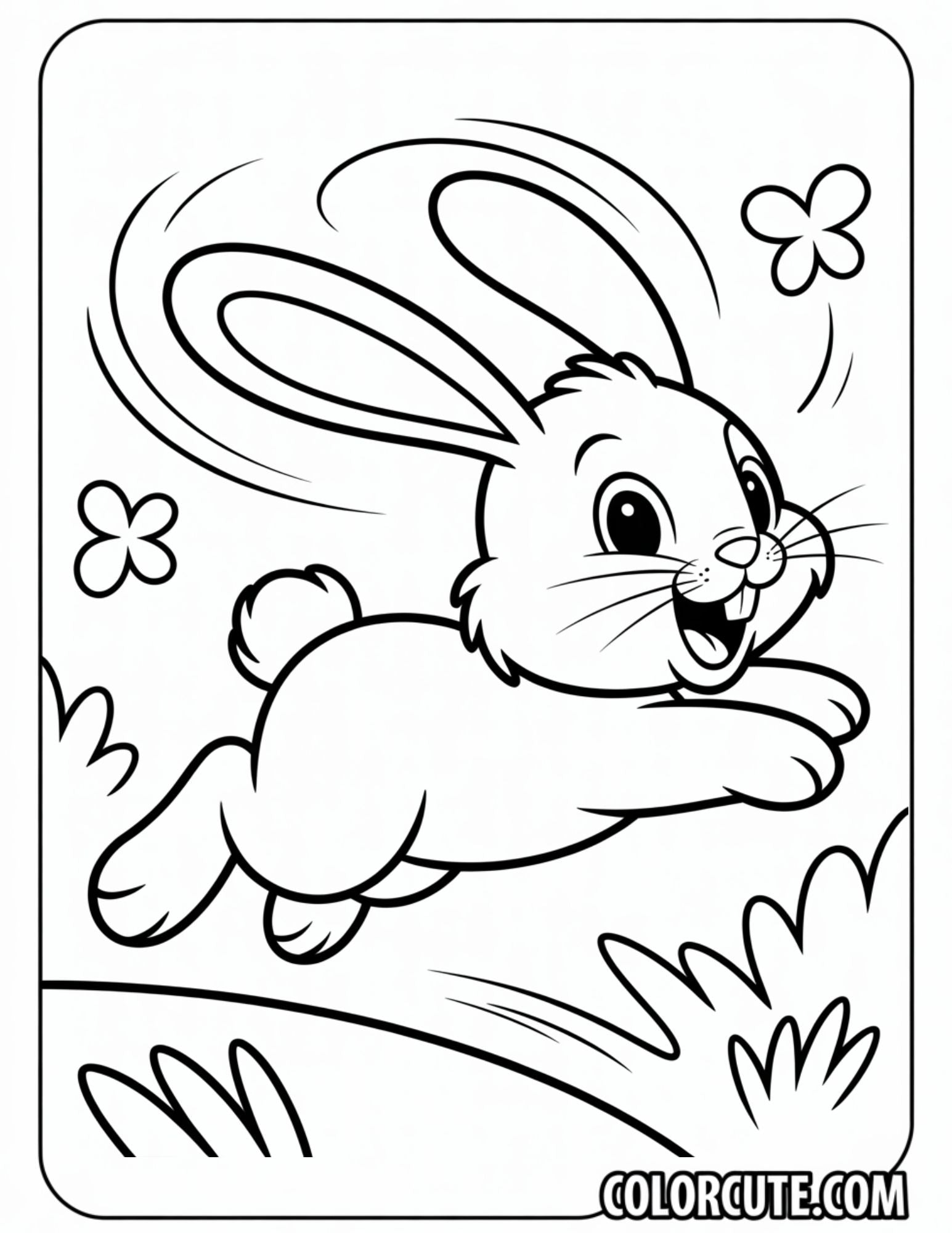 Spring Bunny Coloring Pages | Free PDF Printables – Color Cute - Free ...