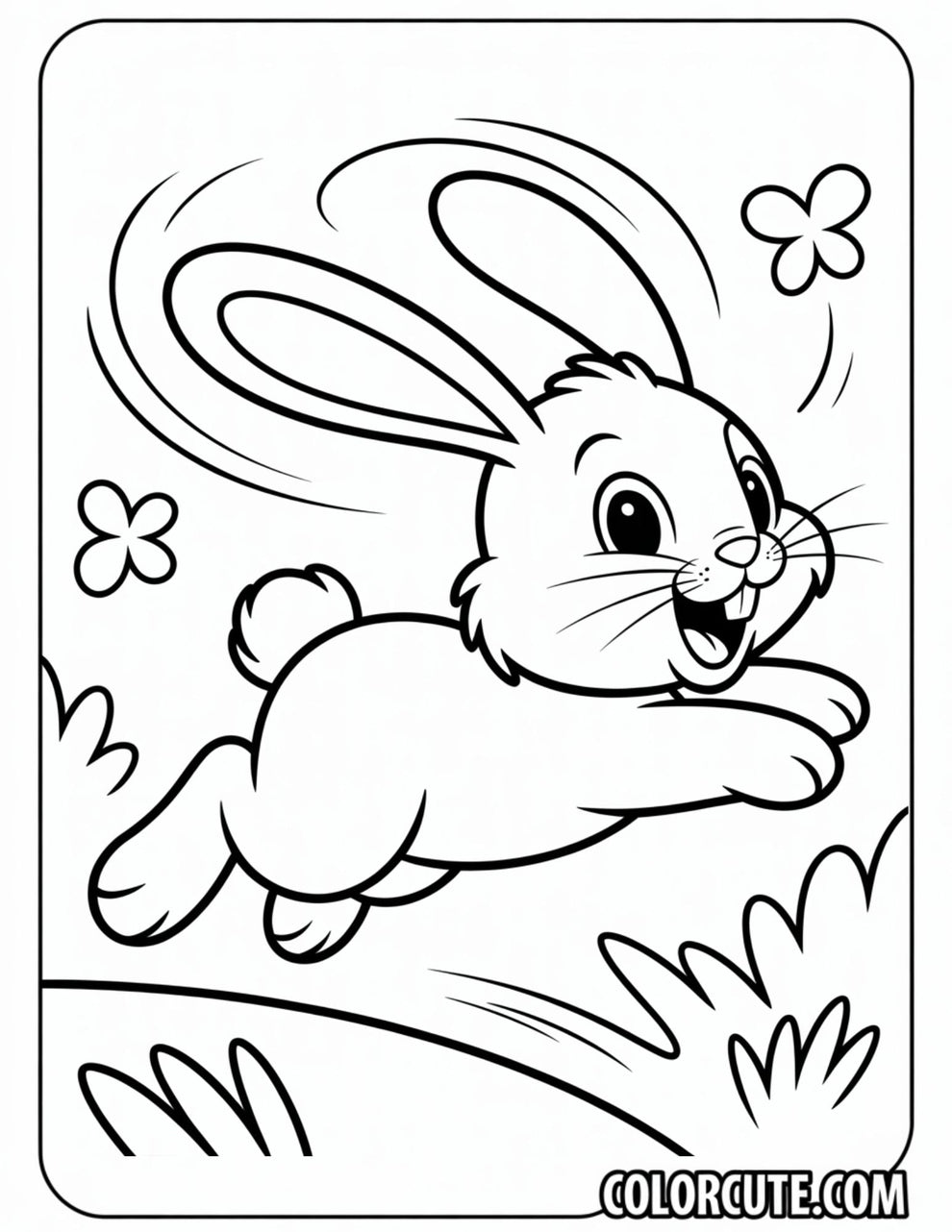Spring Bunny Coloring Pages | Free PDF Printables – Color Cute - Free ...