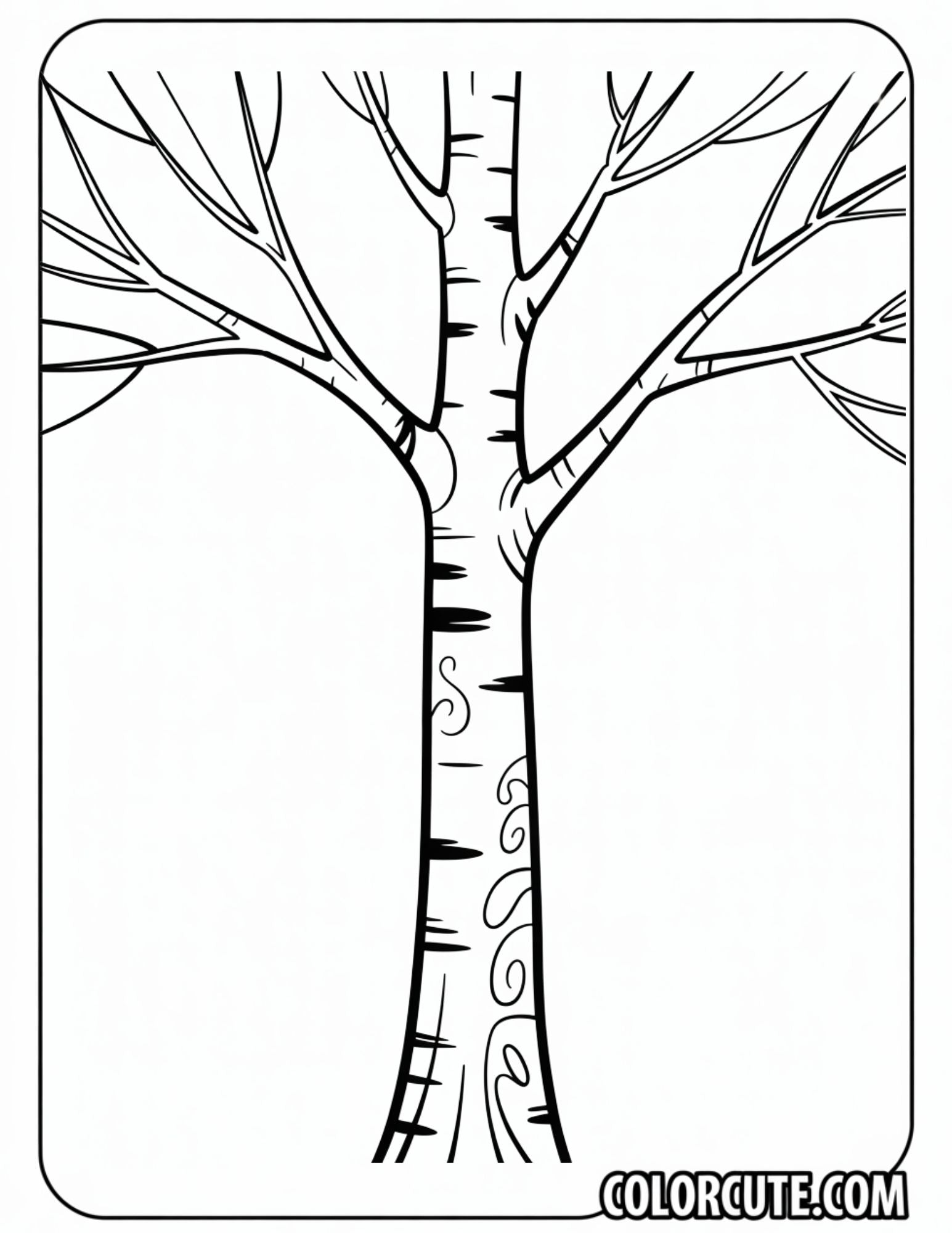 Birch Tree Coloring Pages - Free PDF Printables – Color Cute - Free ...