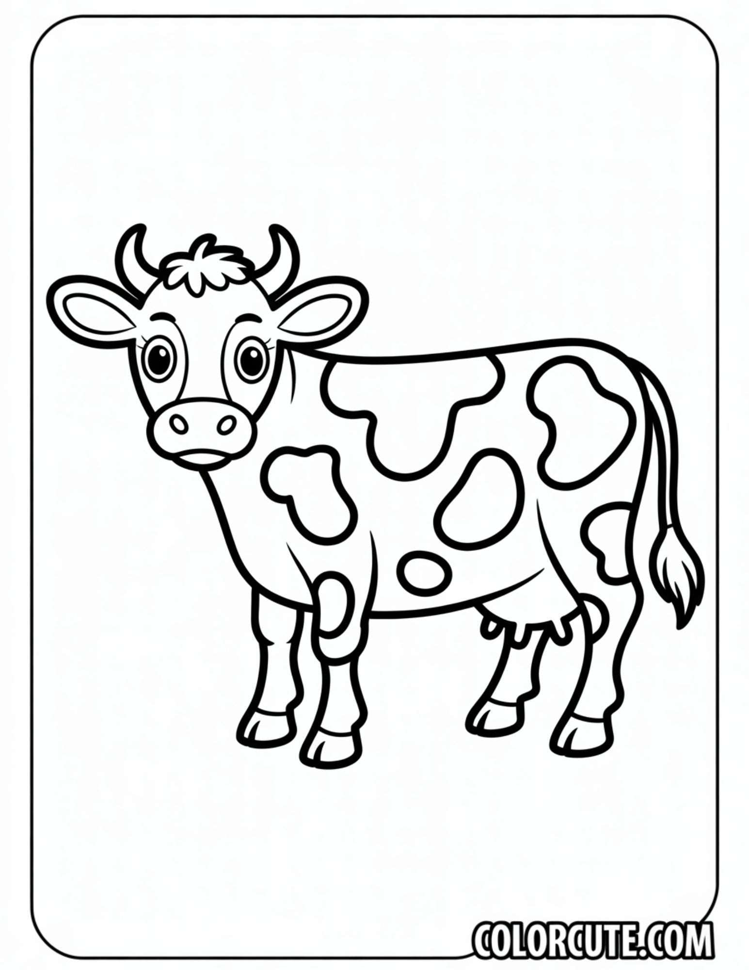Simple Cow Coloring Pages | Free PDF Printables – Color Cute - Free ...