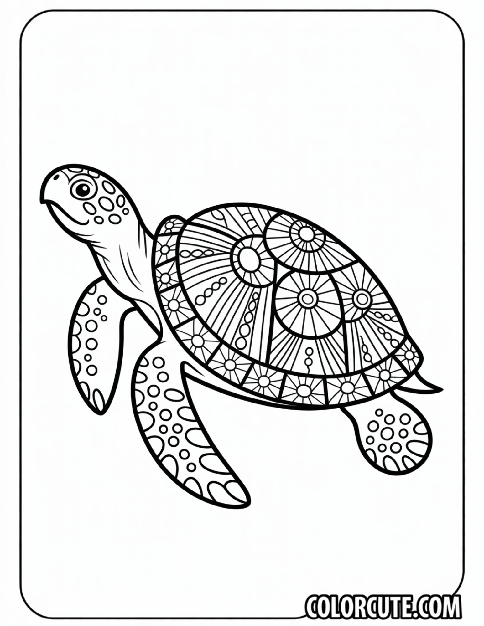 Turtle Mandala Coloring Pages | Free PDF Printables – Color Cute - Free ...