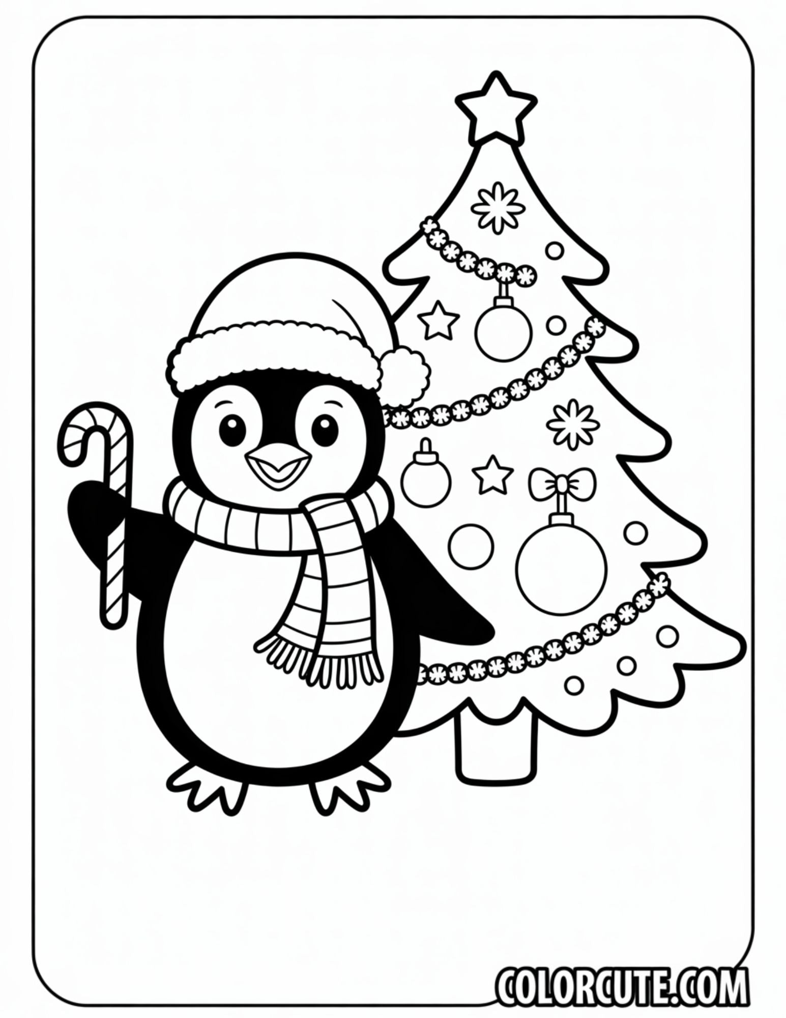 Christmas Penguin Coloring Page | Free PDF Printables – Color Cute ...