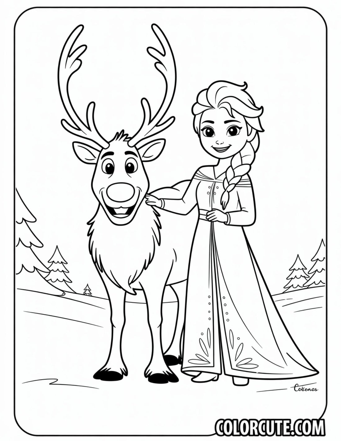 Elsa and Kristoff Coloring Pages | Free PDF Printables – Color Cute ...