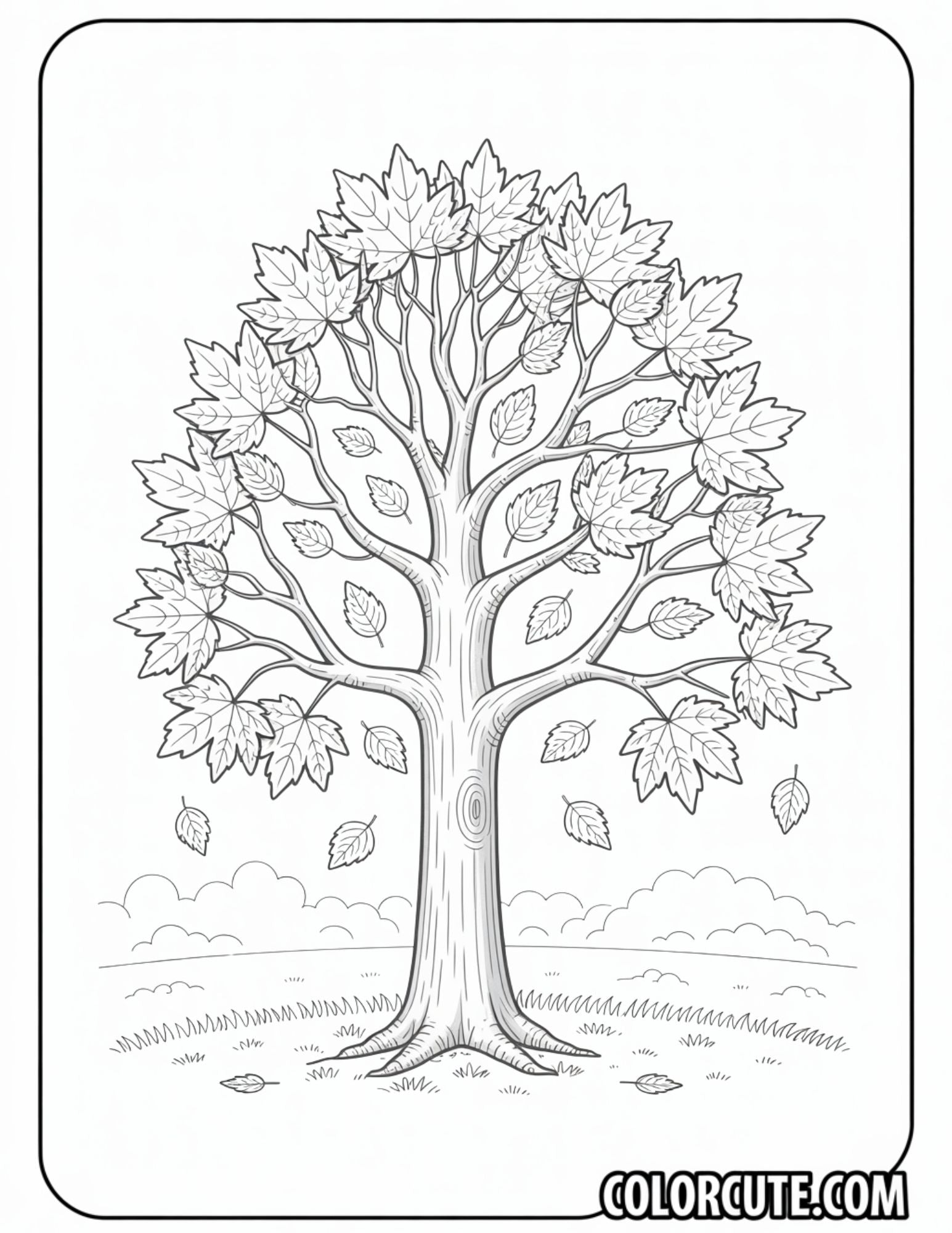 Fall Tree Coloring Pages | Free PDF Printables – Color Cute - Free ...