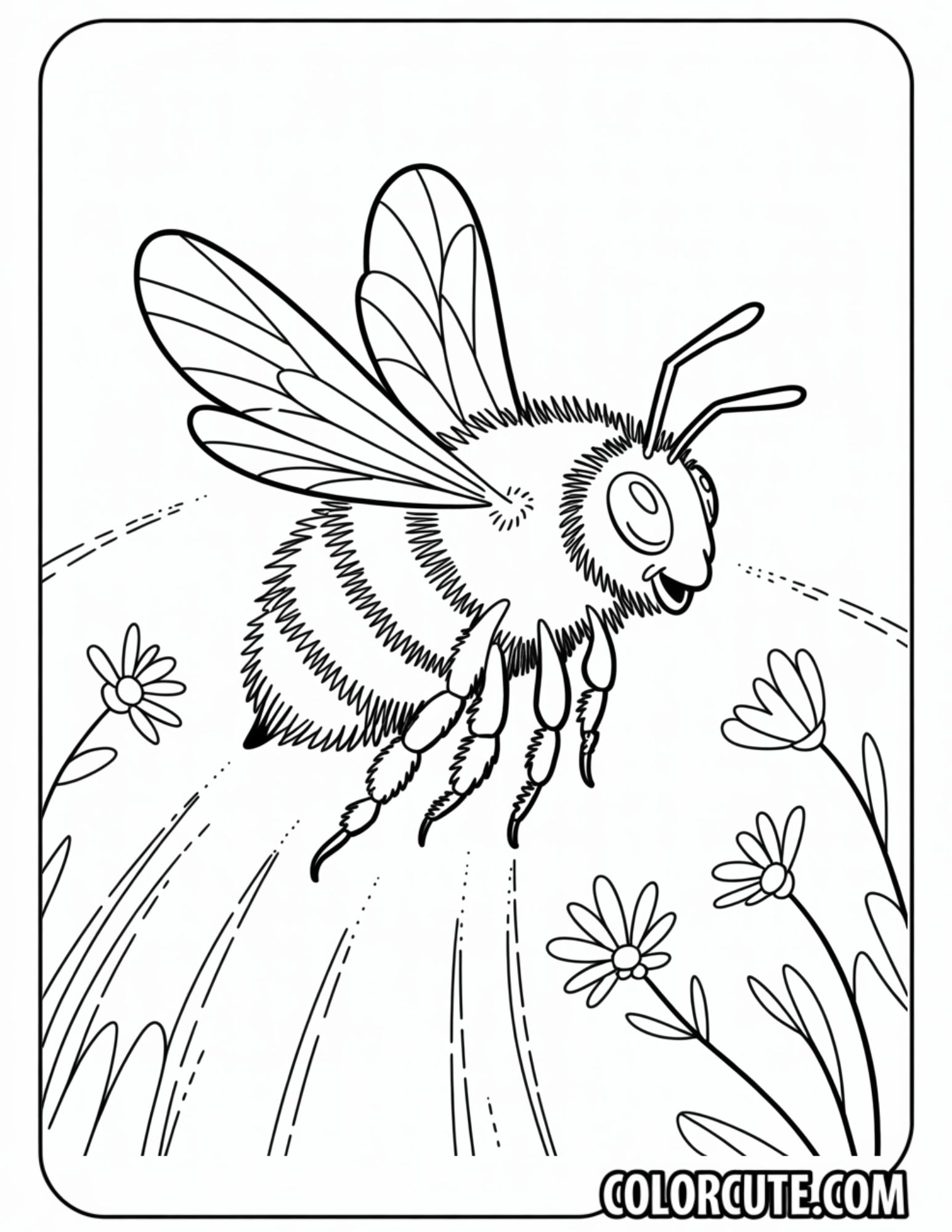 Realistic Bee Coloring Page – Free PDF Printables – Color Cute - Free ...