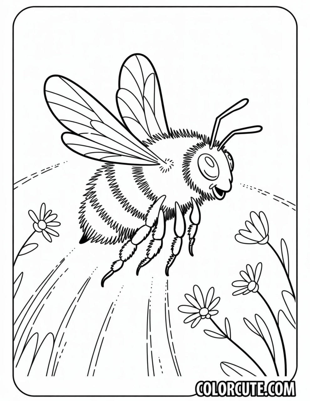 Realistic Bee Coloring Page – Free PDF Printables – Color Cute - Free ...