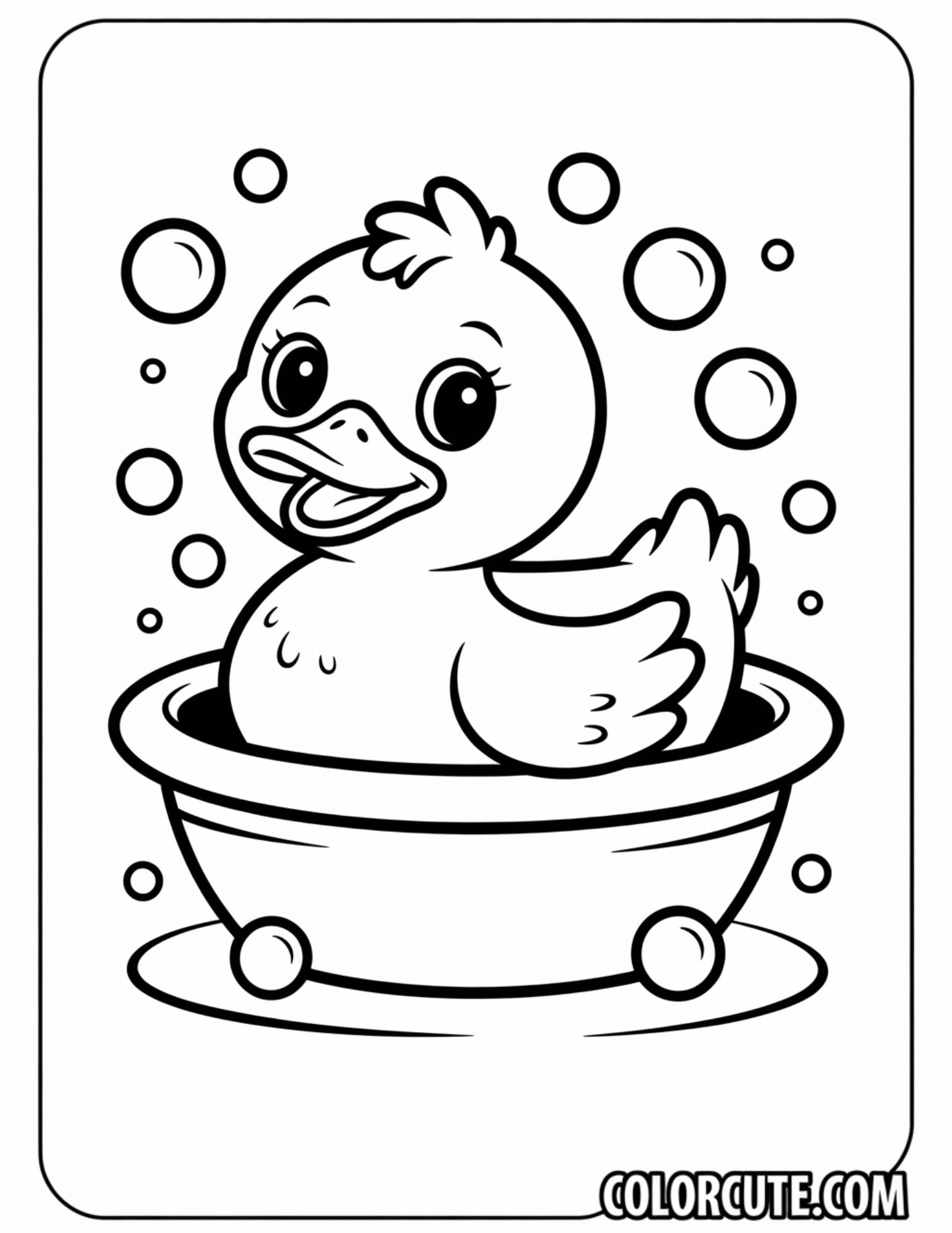 Rubber Duck Coloring Page | Free PDF Printables – Color Cute - Free ...