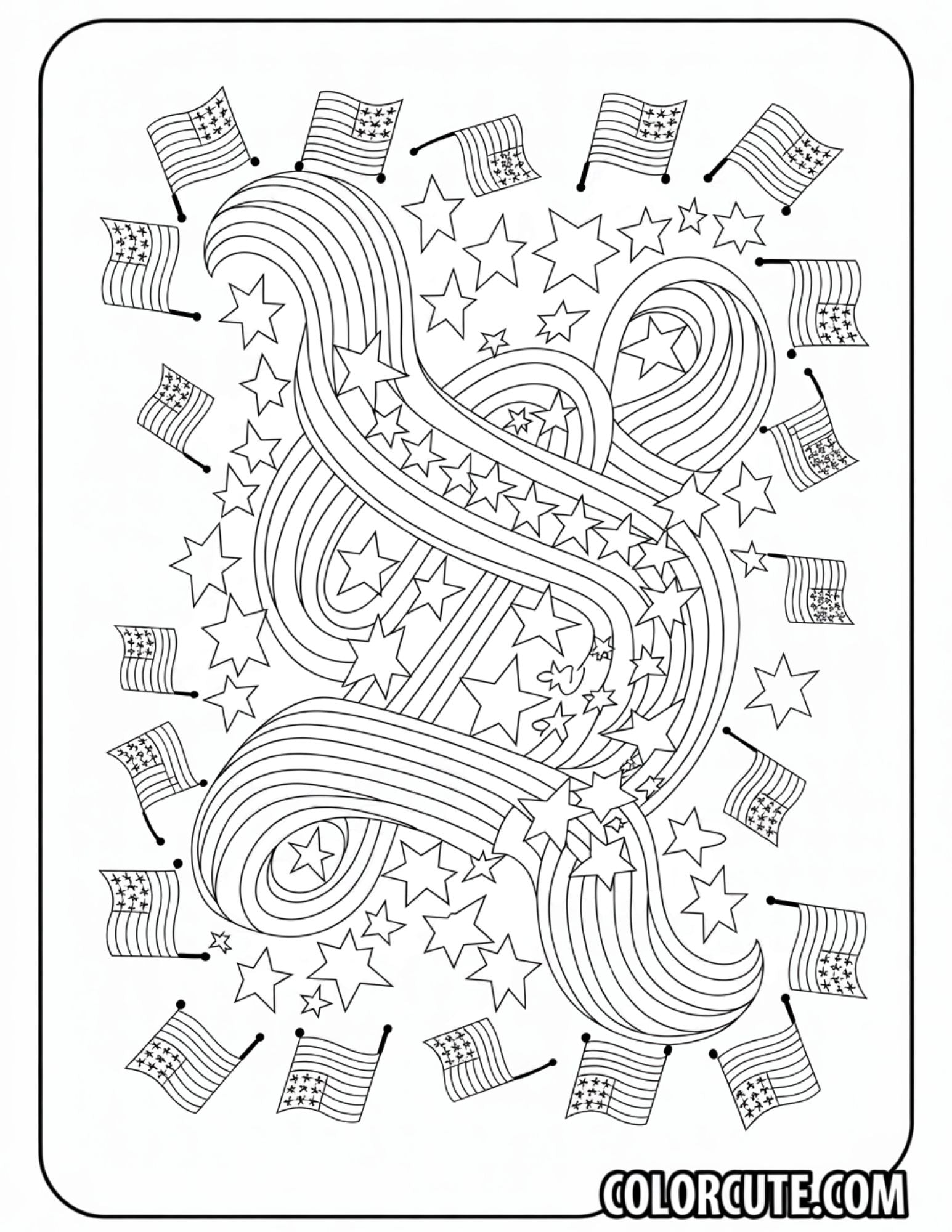 4th of July Stars & Stripes Coloring Pages | Free PDF Printables ...