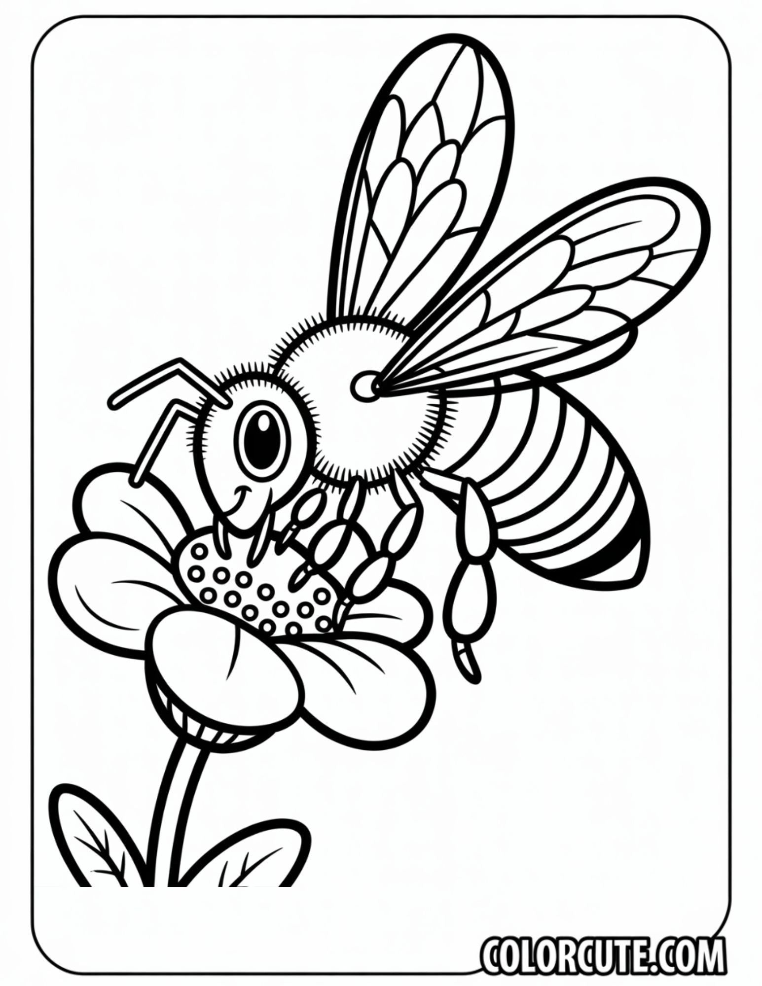 Busy Bee Coloring Page – Free PDF Printables – Color Cute - Free ...