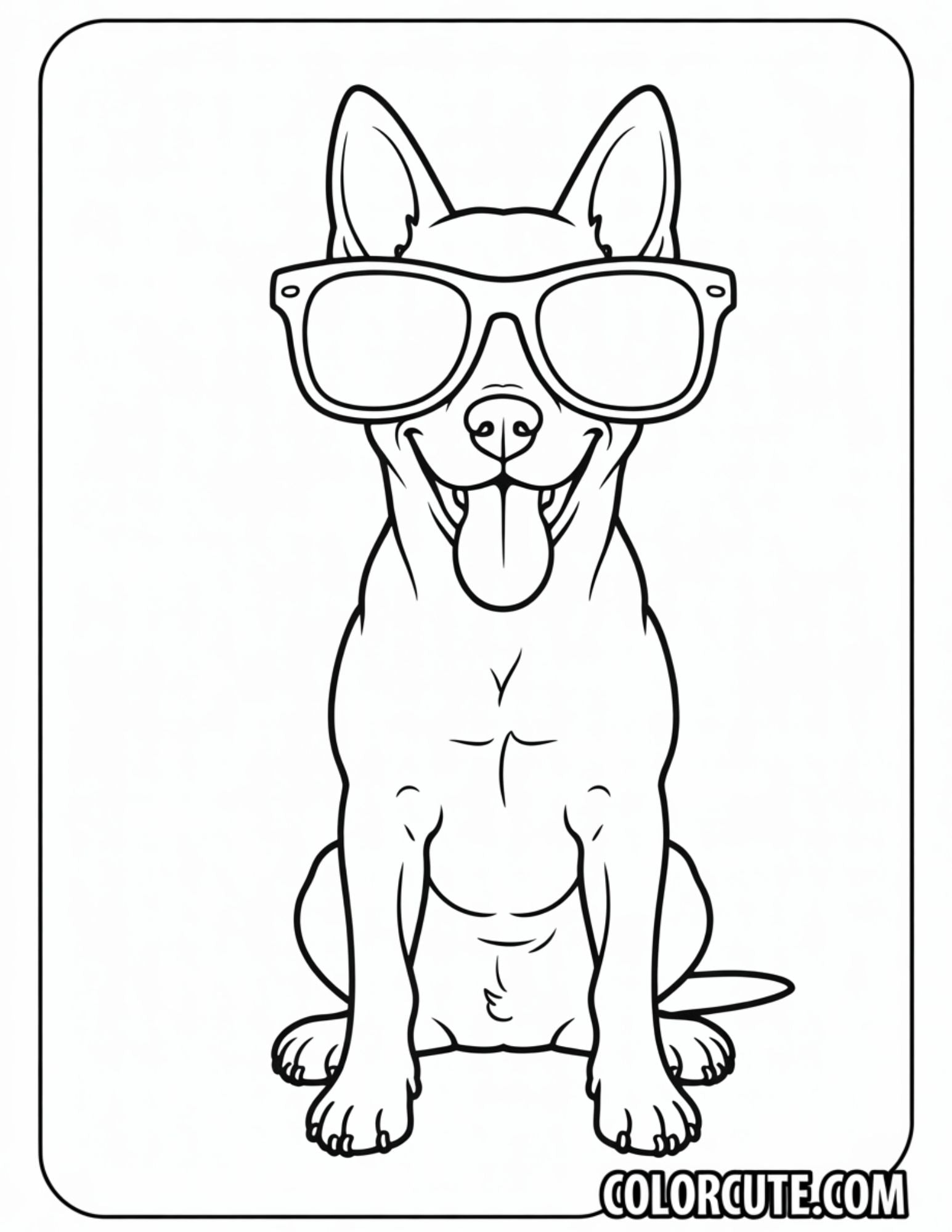 Cool Dog with Sunglasses Coloring Page | Free PDF Printables – Color ...