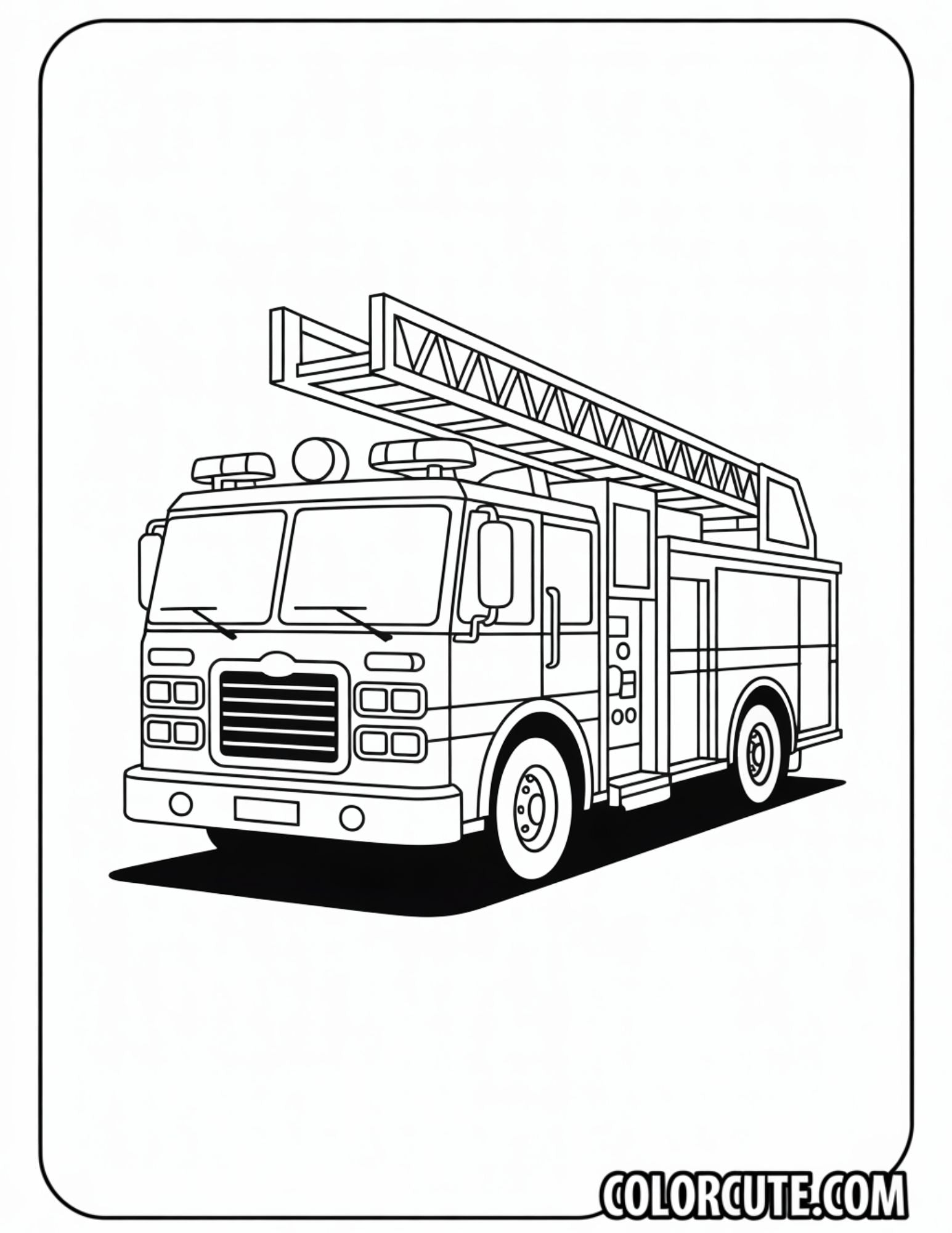 Fire Truck Preschool Coloring Page | Free PDF Printables – Color Cute ...