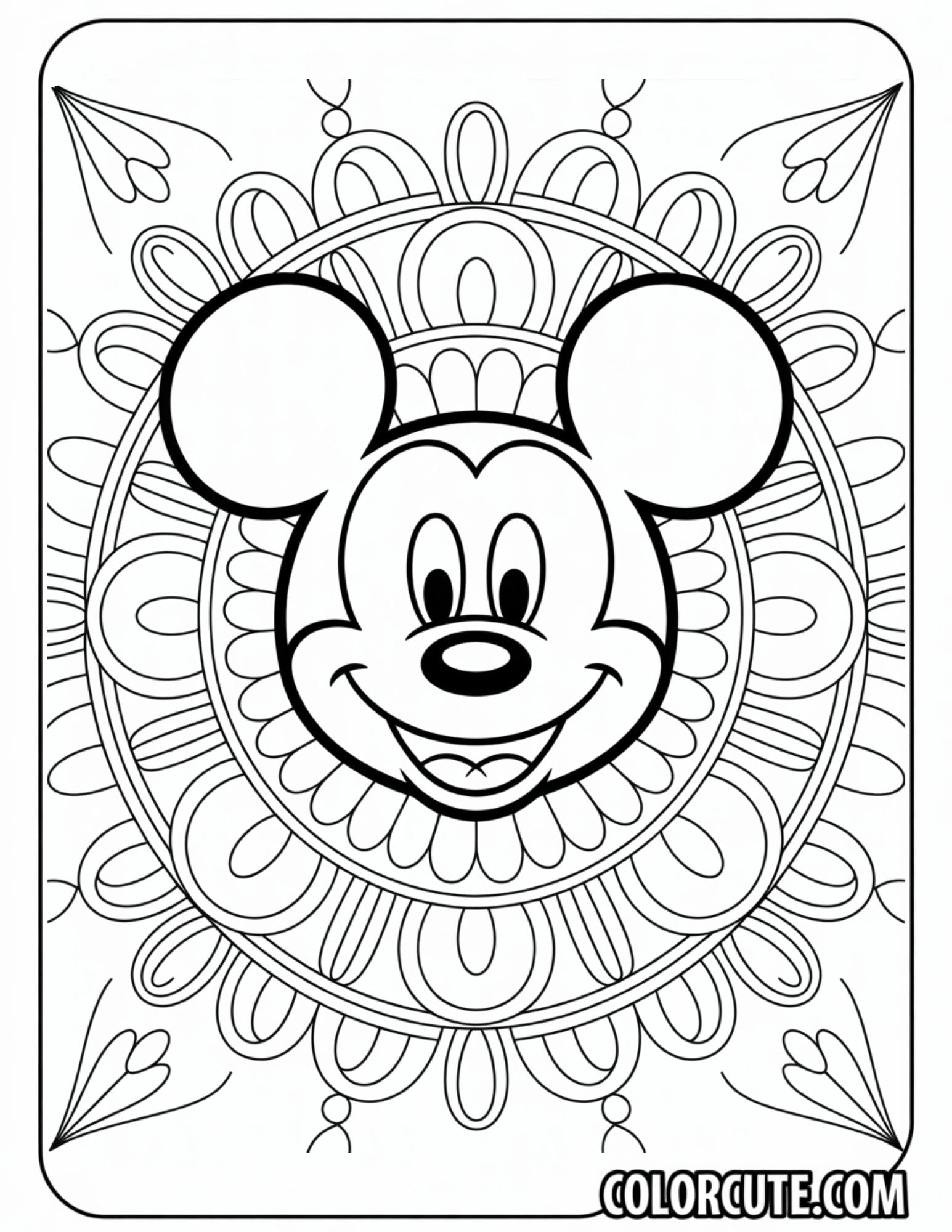 Mandala Mickey Mouse Coloring Pages | Free PDF Printables – Color Cute ...