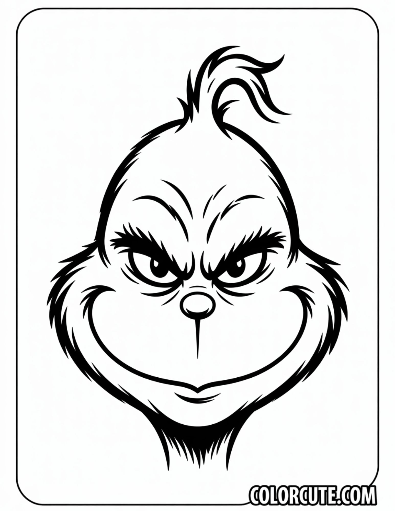 Grinch Face Coloring Page | Free PDF Printables – Color Cute - Free ...