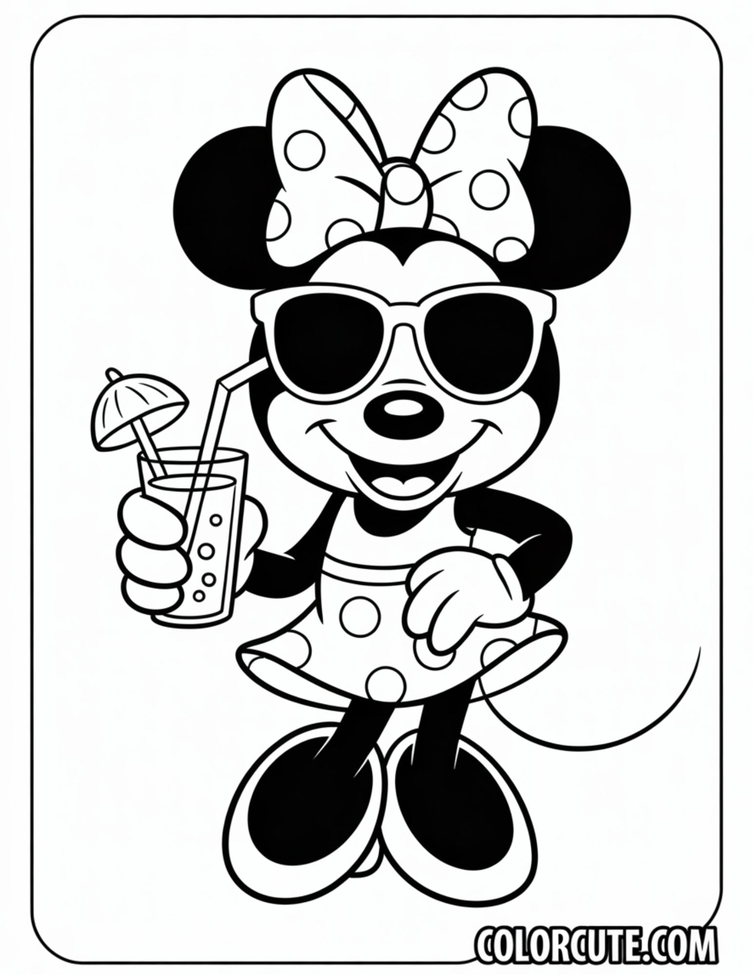 Summer Minnie Mouse Coloring Page | Free PDF Printables – Color Cute ...