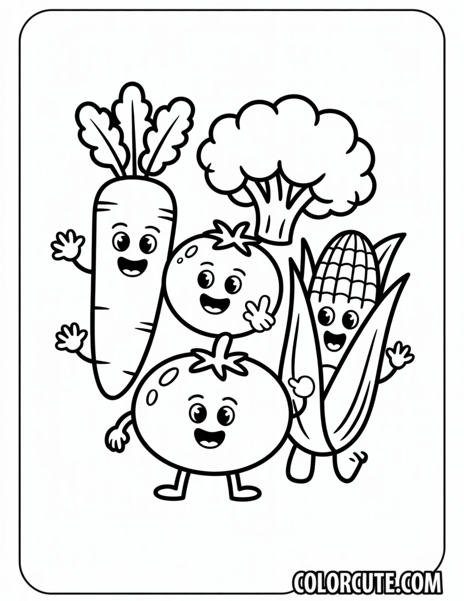 Vegetable Preschool Coloring Pages | Free PDF Printables – Color Cute ...