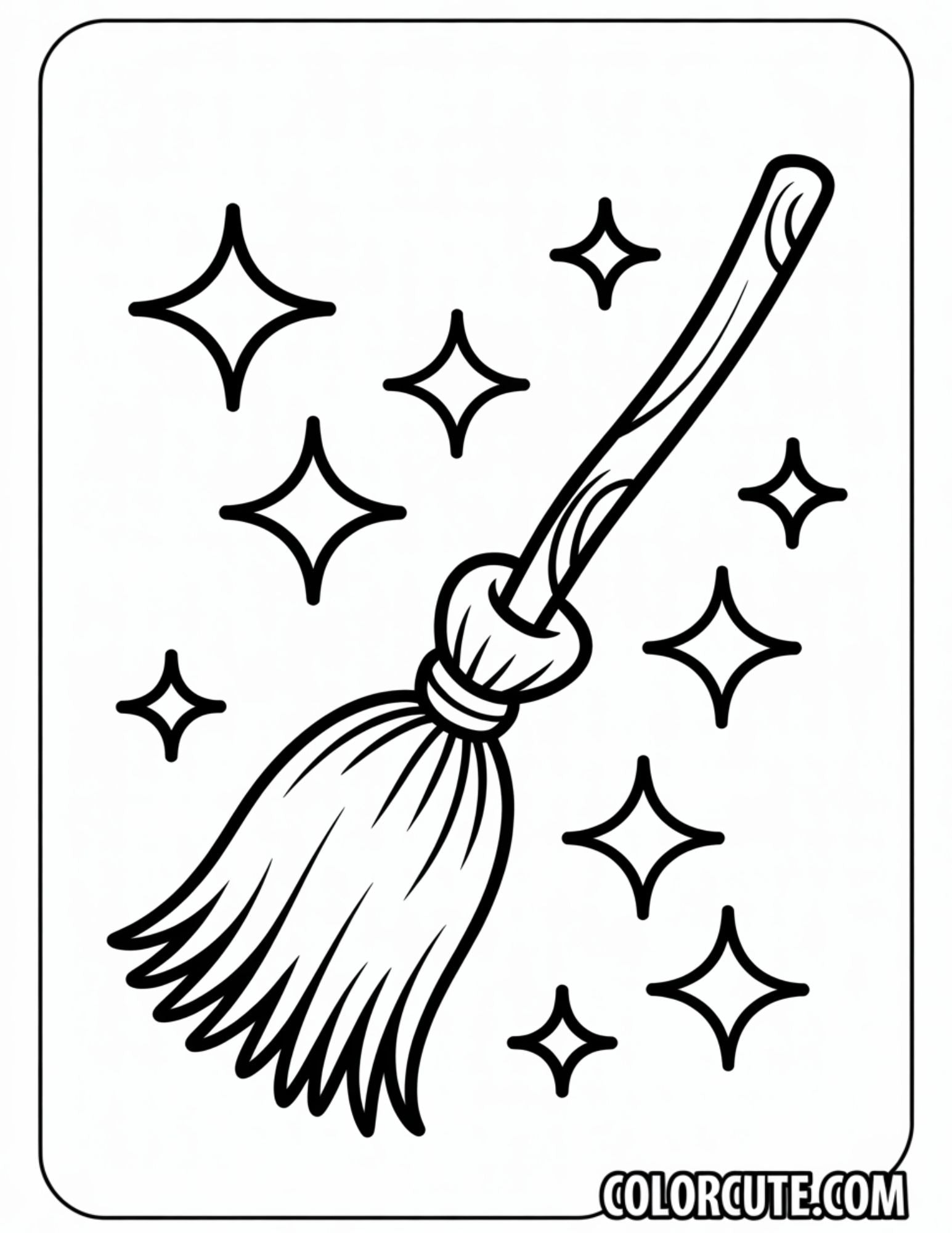 Witch Broom Coloring Pages | Free PDF Printables – Color Cute - Free ...
