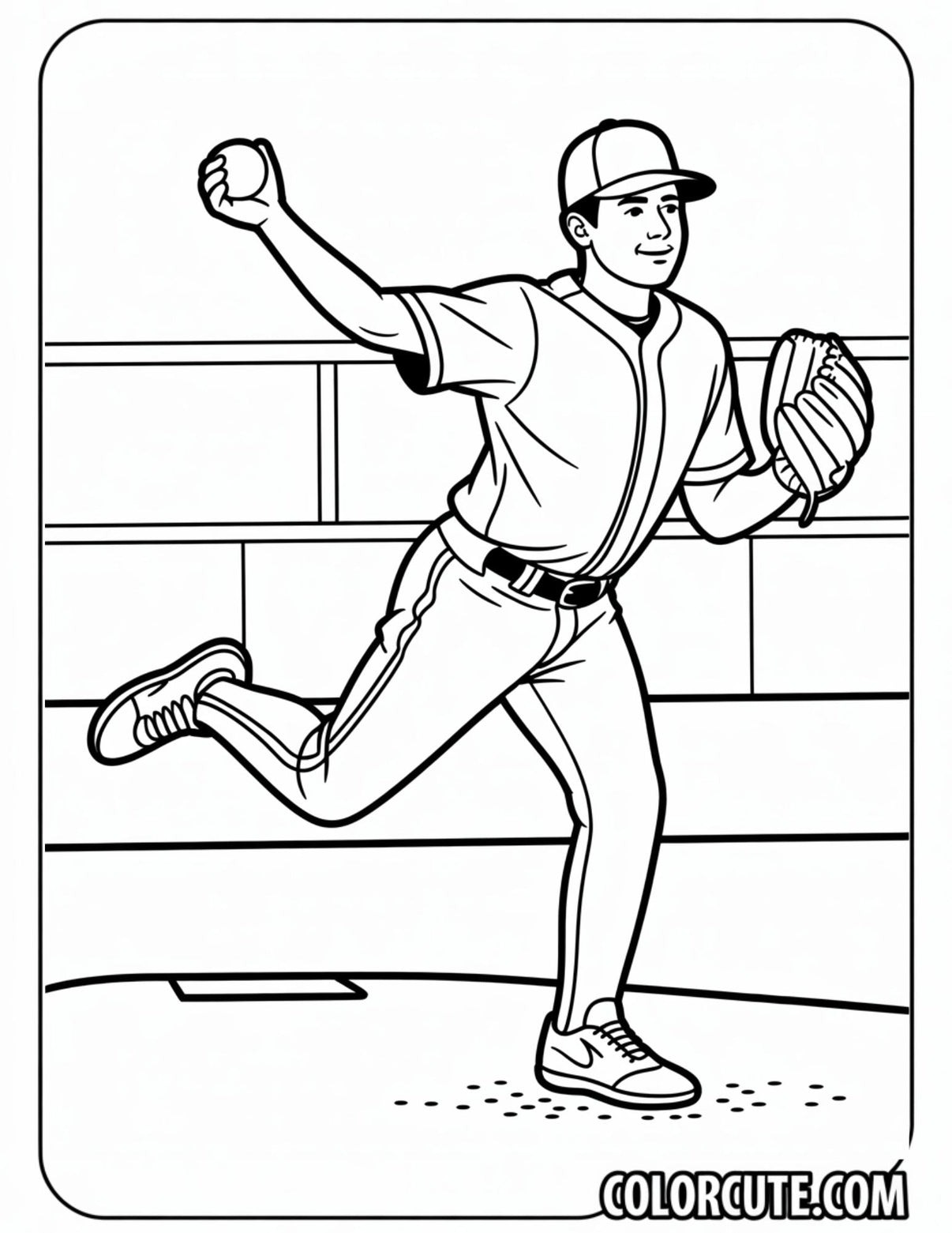 Baseball Pitcher Coloring Pages | Free PDF Printables – Color Cute ...