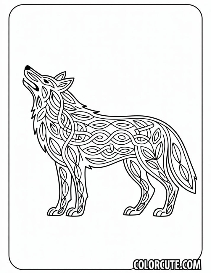 Pattern Wolf Coloring Page | Free PDF Printables – Color Cute - Free ...