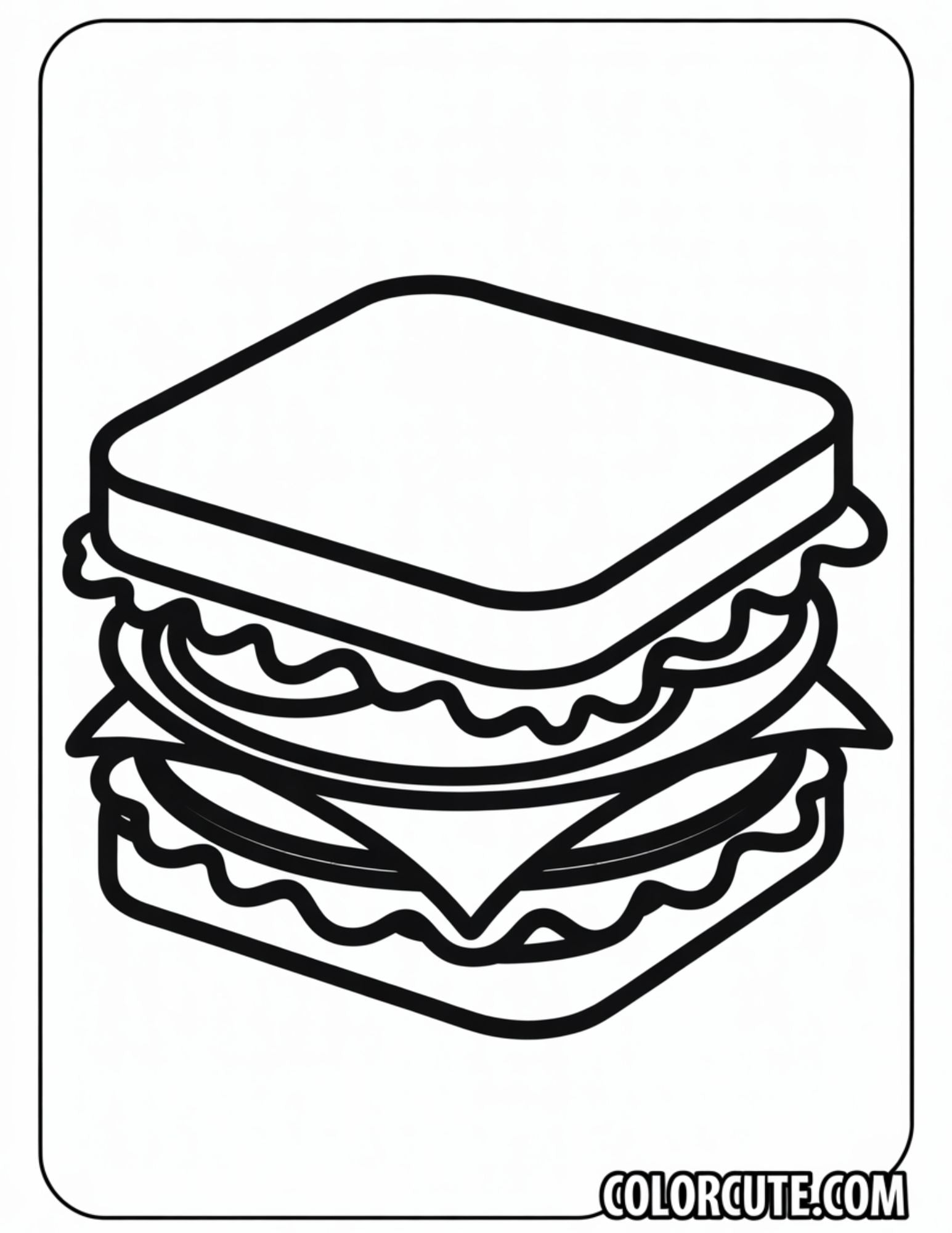 Sandwich Coloring Page | Free PDF Printables – Color Cute - Free ...
