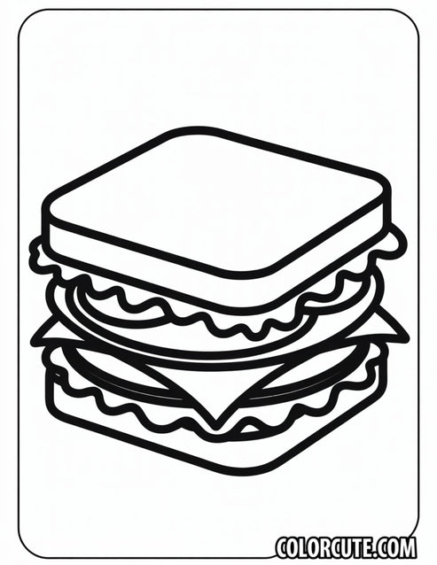 Sandwich Coloring Page | Free PDF Printables – Color Cute - Free ...