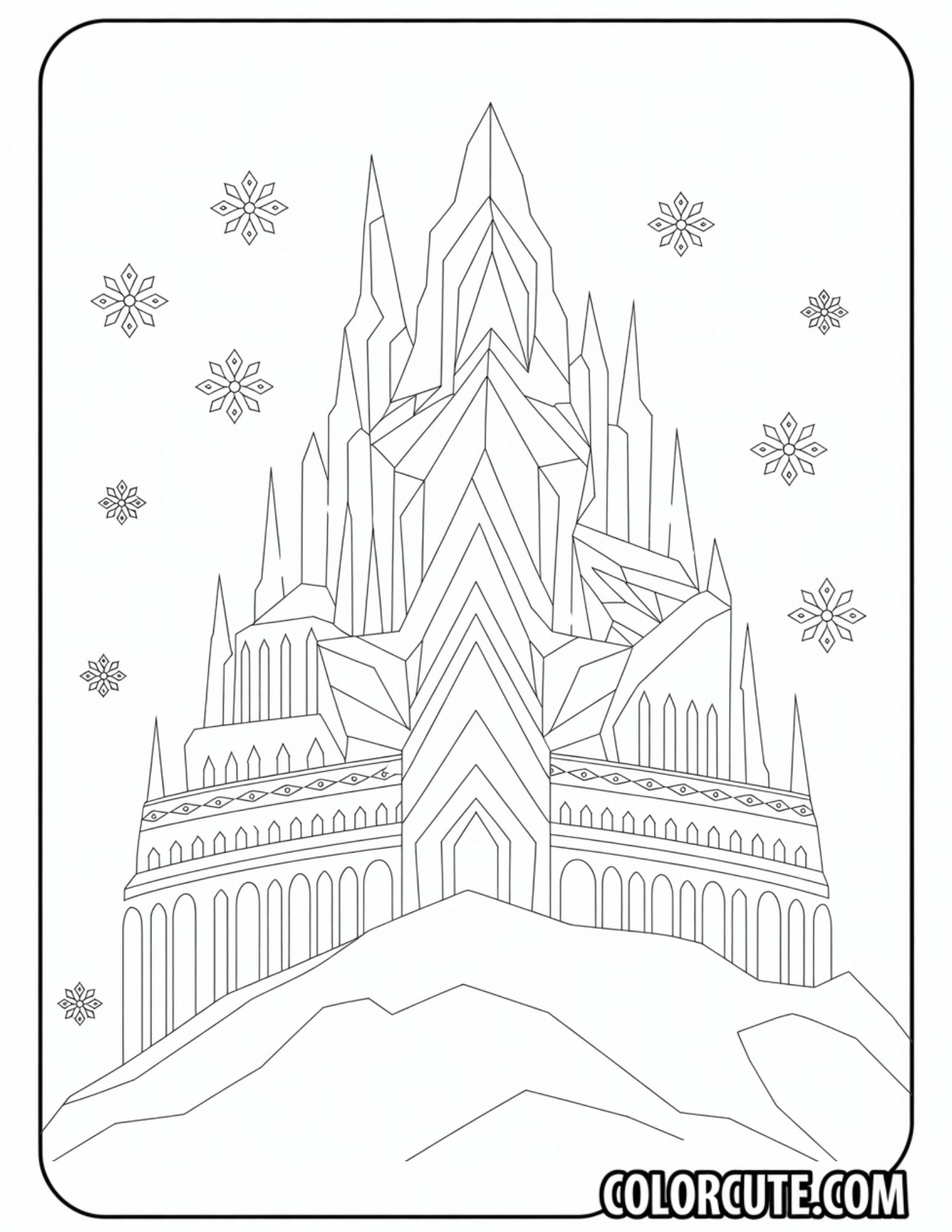 Elsa Castle Coloring Page | Free PDF Printables – Color Cute - Free ...