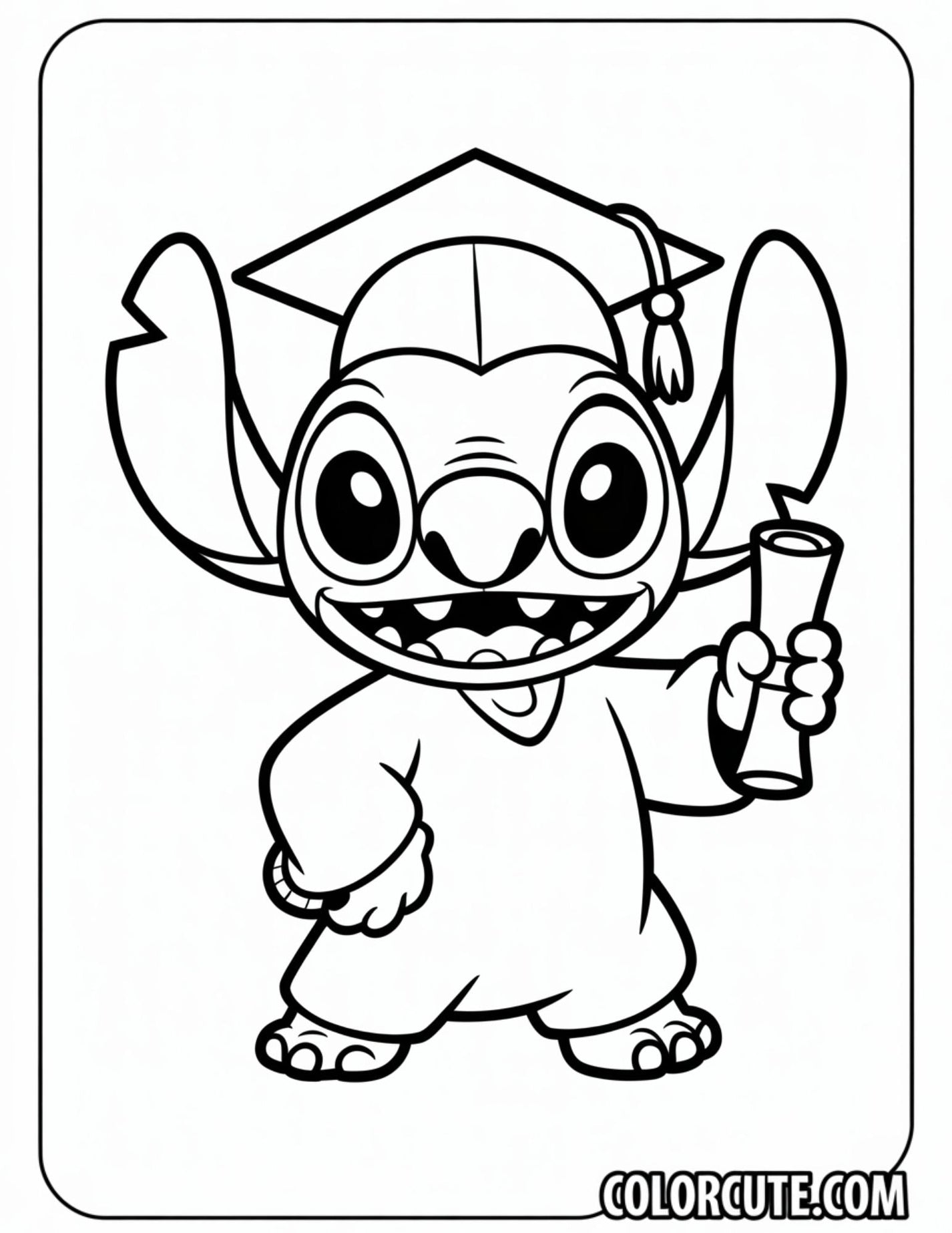 Graduation Stitch Coloring Page | Free PDF Printables – Color Cute ...