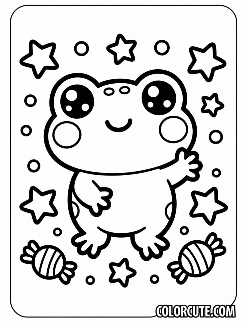 Kawaii Frog Coloring Pages | Free PDF Printables – Color Cute - Free ...
