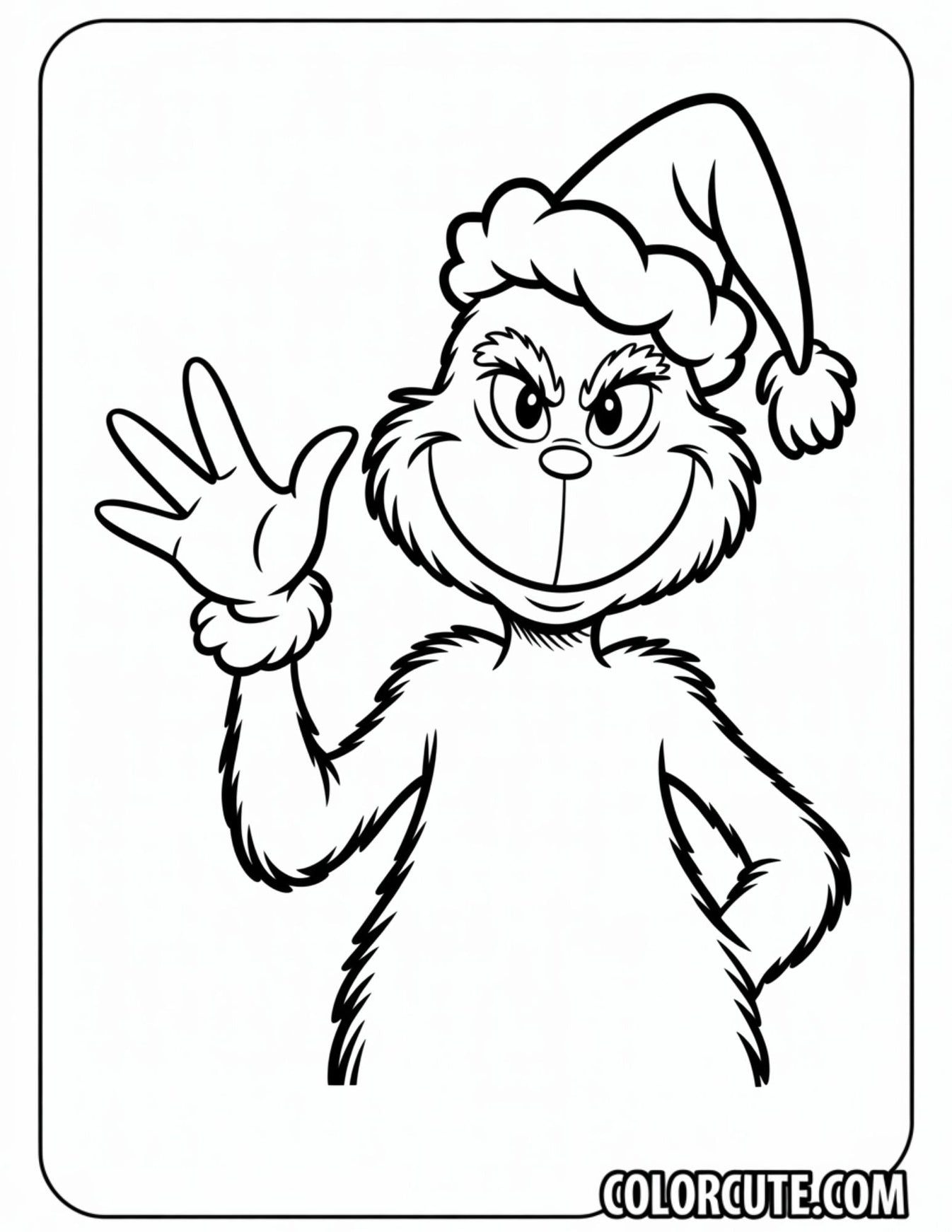 Santa Happy Grinch Coloring Page | Free PDF Printables – Color Cute ...