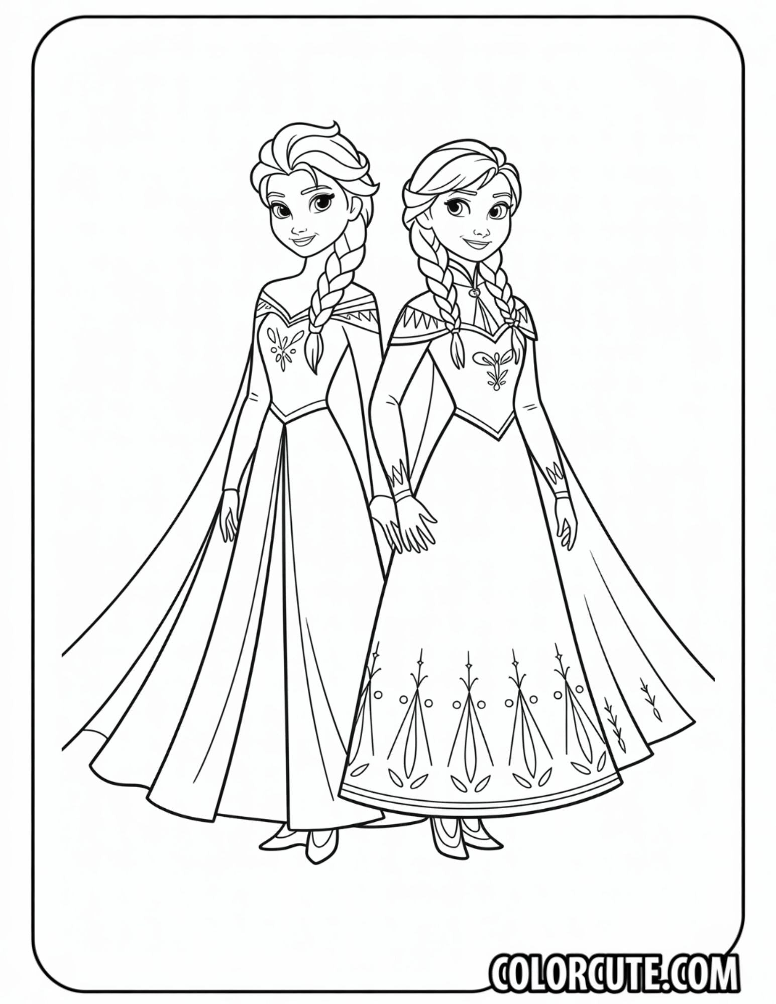 Adult Elsa and Anna Coloring Pages Free PDF Printables – Color Cute ...