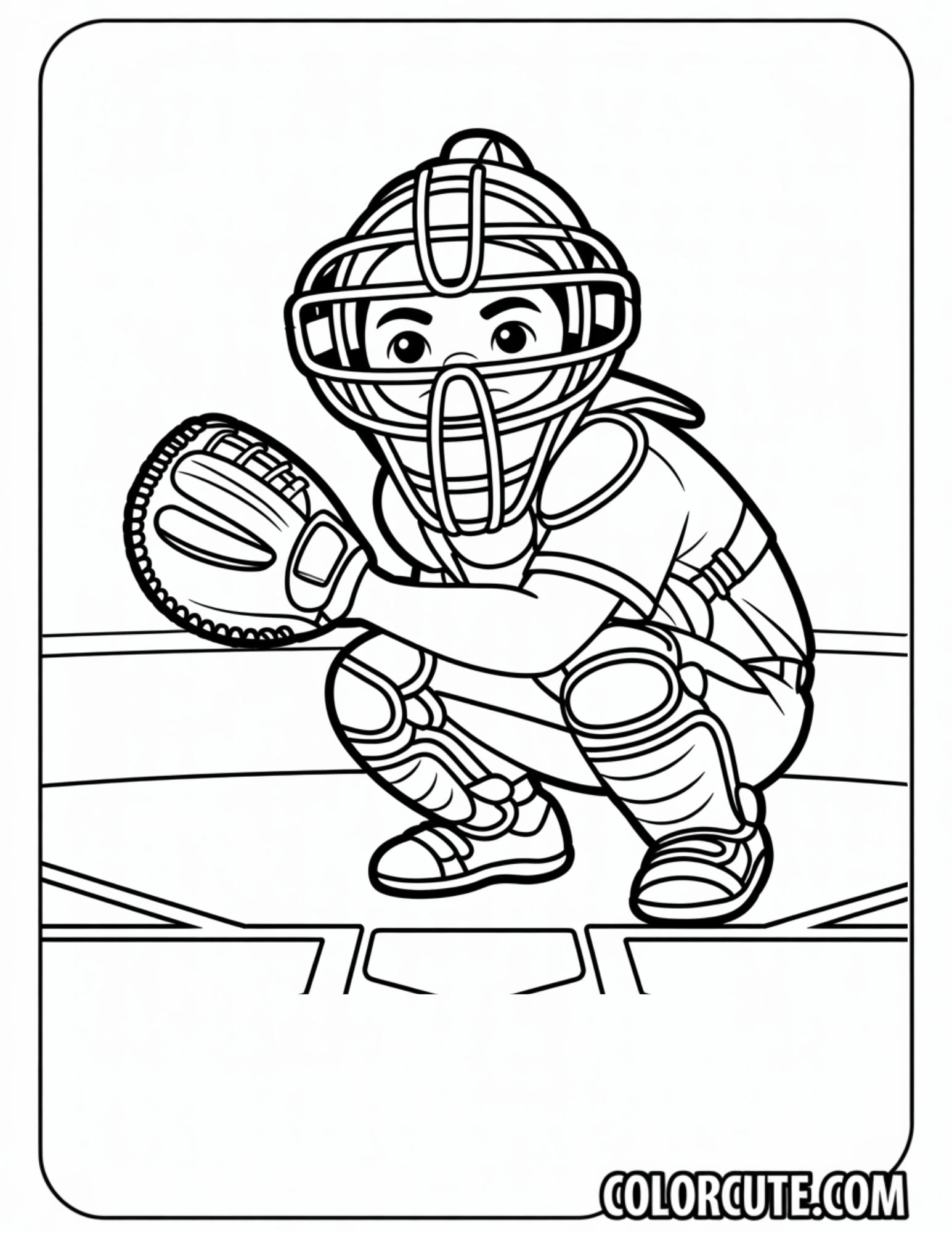 Baseball Catcher Coloring Pages | Free PDF Printables – Color Cute ...