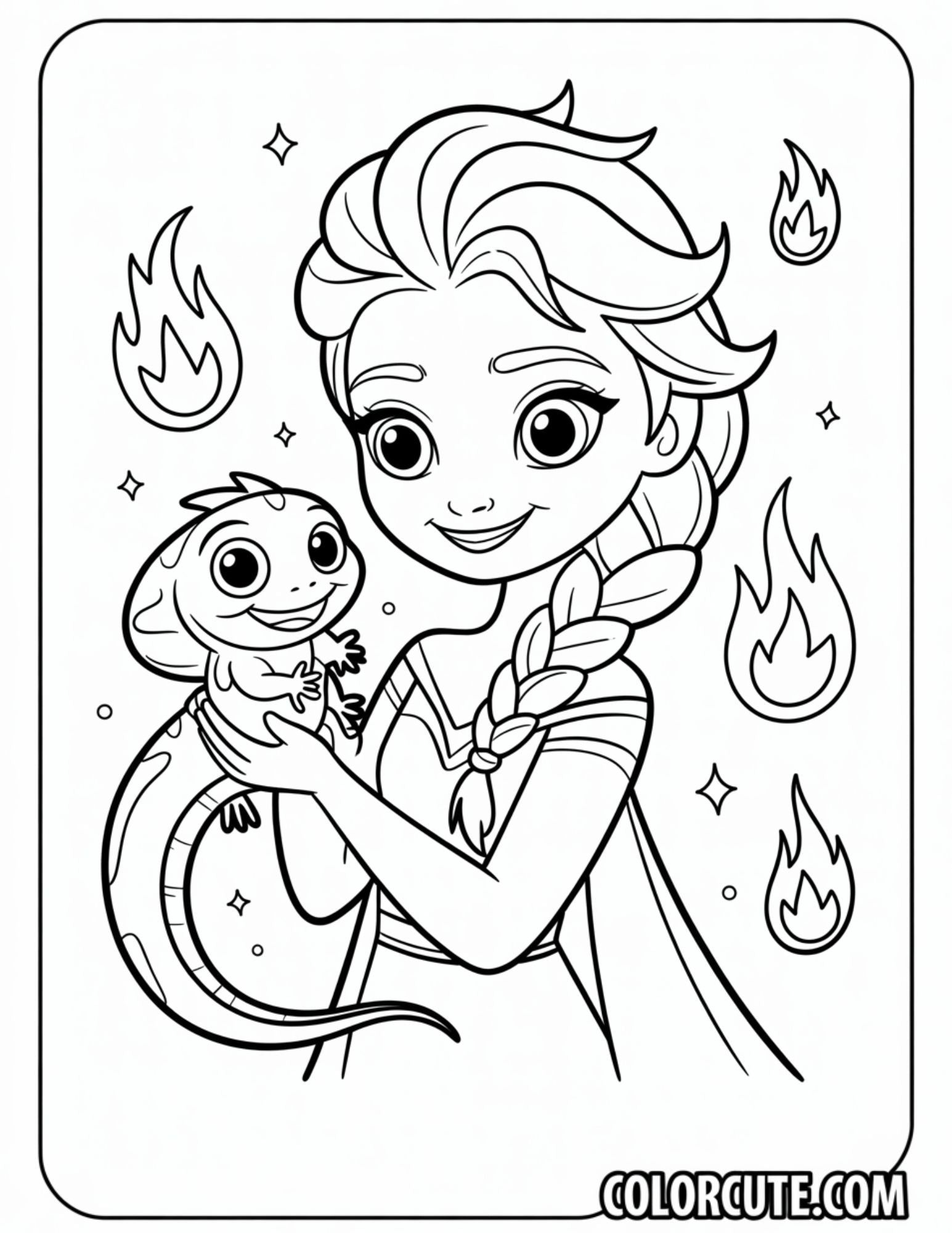 Elsa and Bruni Coloring Pages | Free PDF Printables – Color Cute - Free ...