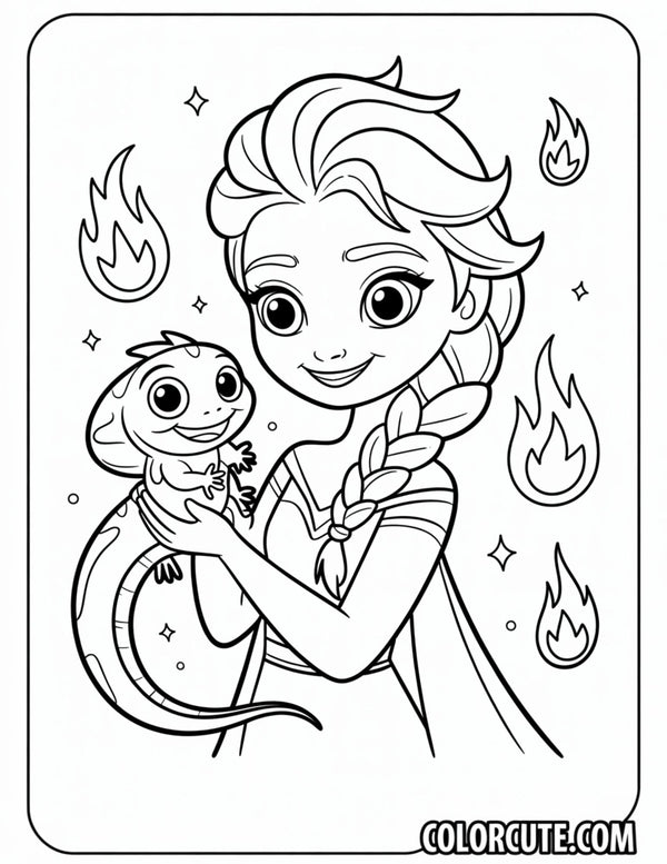 Elsa and Bruni Coloring Pages | Free PDF Printables – Color Cute - Free ...