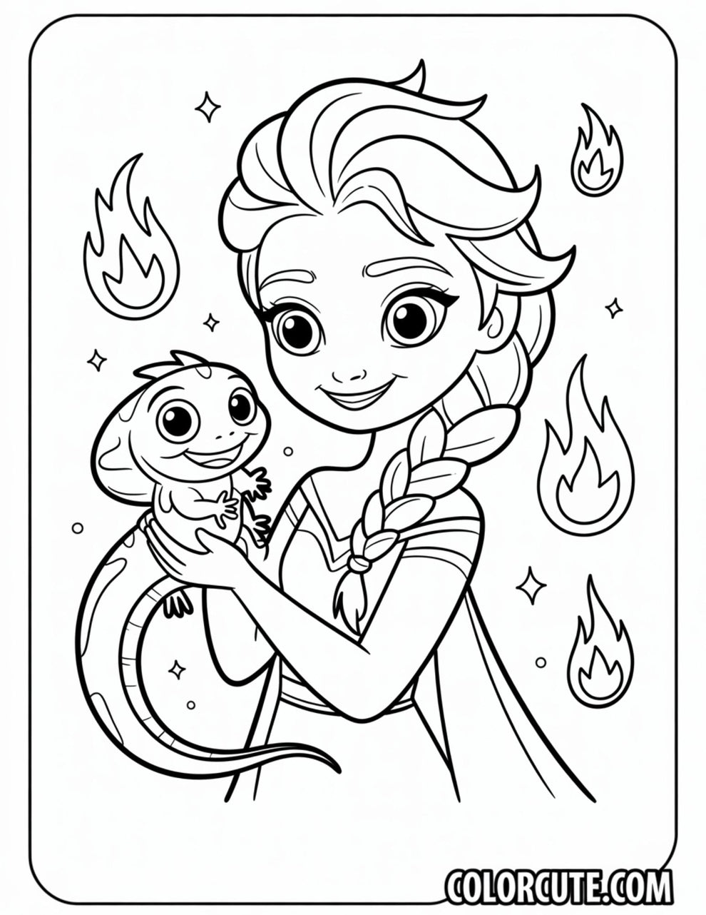 Elsa and Bruni Coloring Pages | Free PDF Printables – Color Cute - Free ...