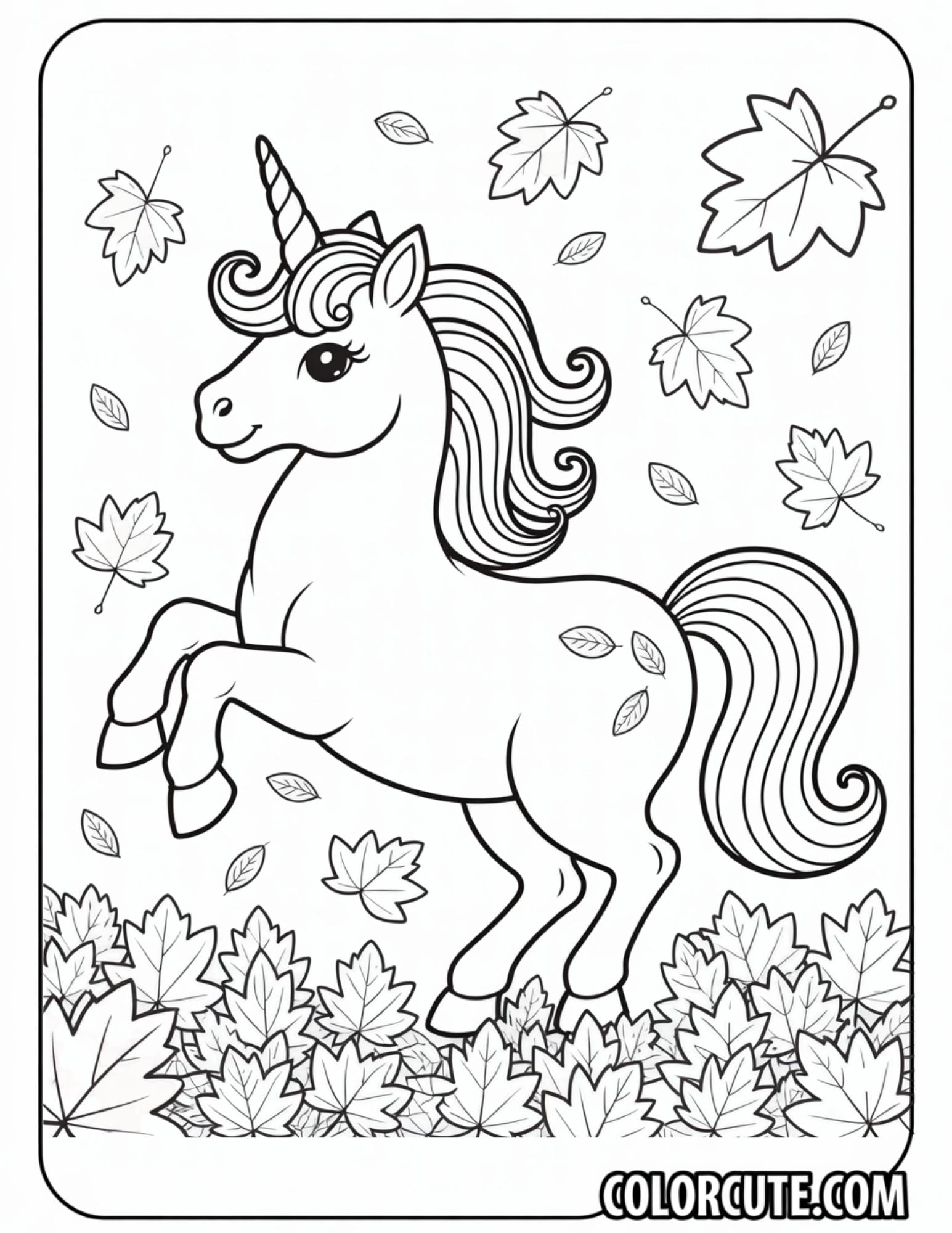 Fall Unicorn Coloring Pages | Free PDF Printables – Color Cute - Free ...