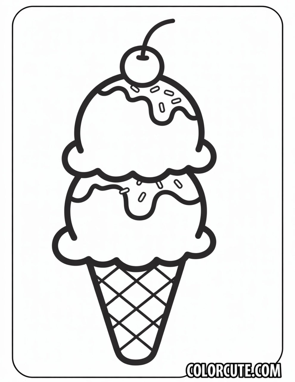 Ice Cream Cone Summer Coloring Pages | Free PDF Printables – Color Cute ...