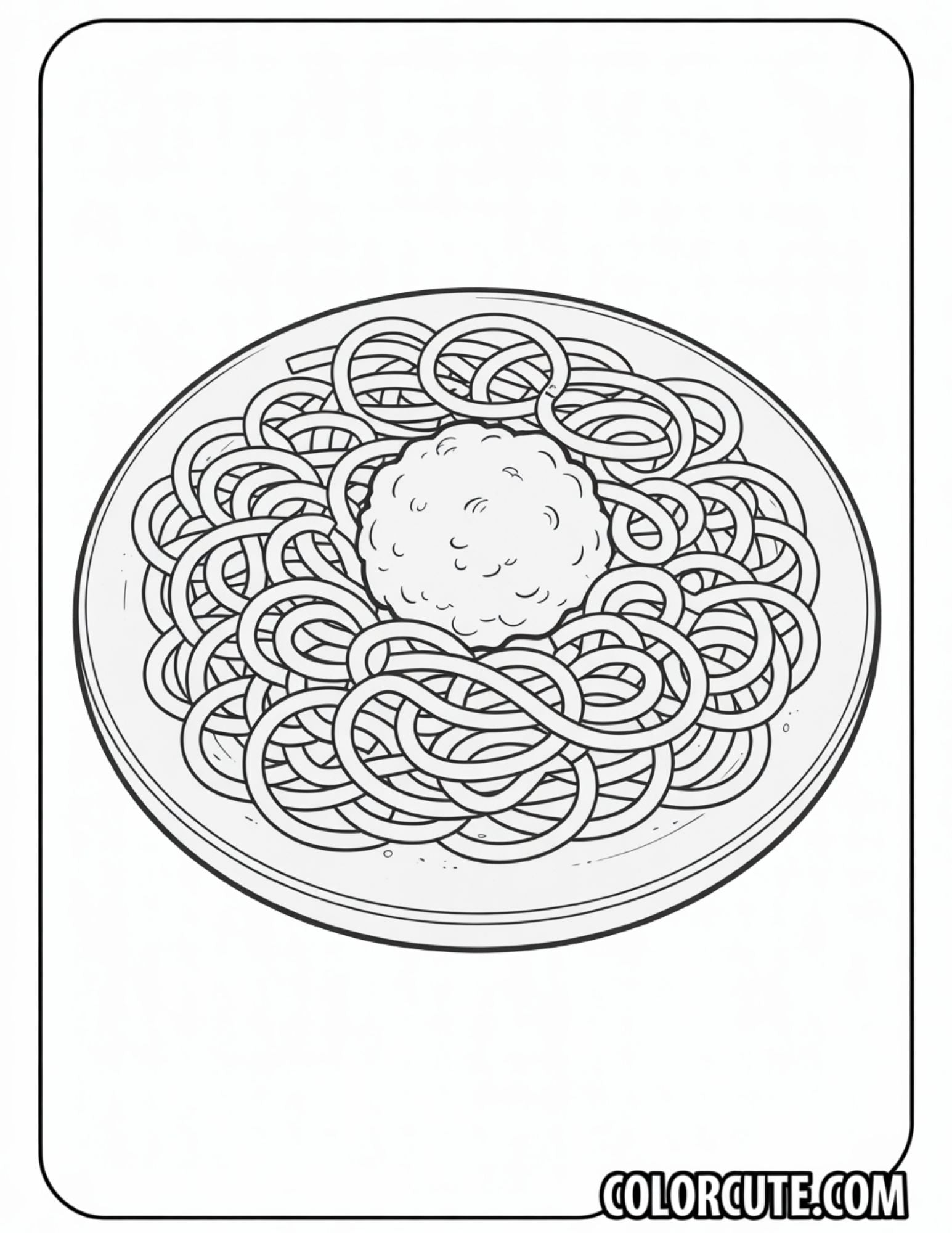 Spaghetti Coloring Page | Free PDF Printables – Color Cute - Free ...