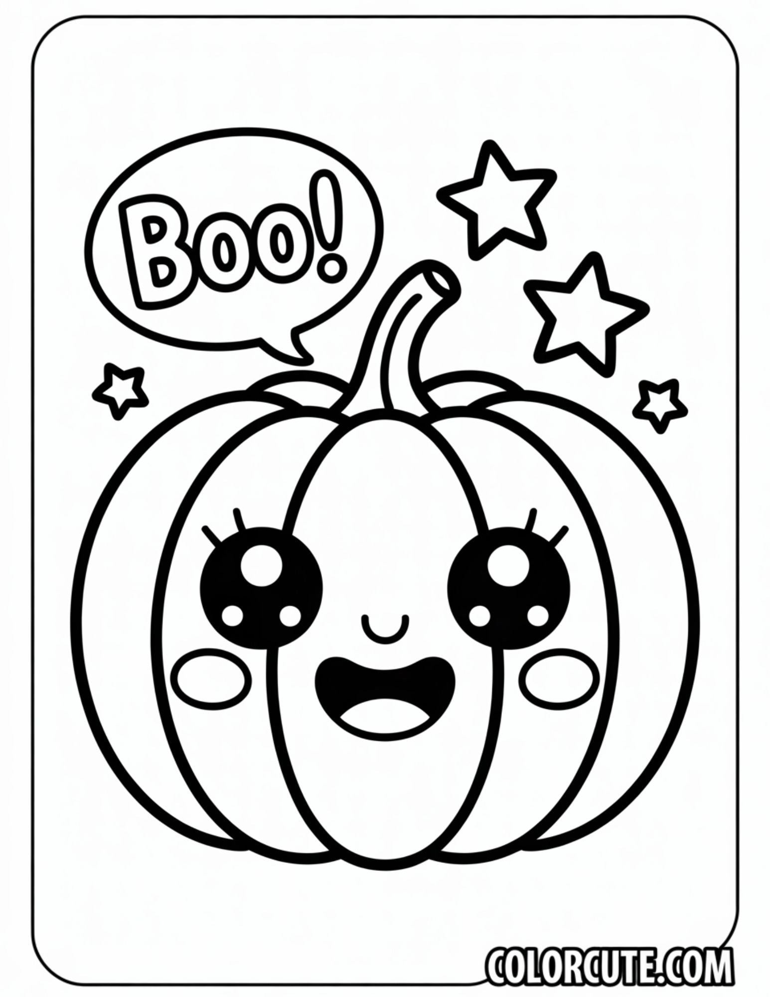 Boo Pumpkin Coloring Page | Free PDF Printables – Color Cute - Free ...