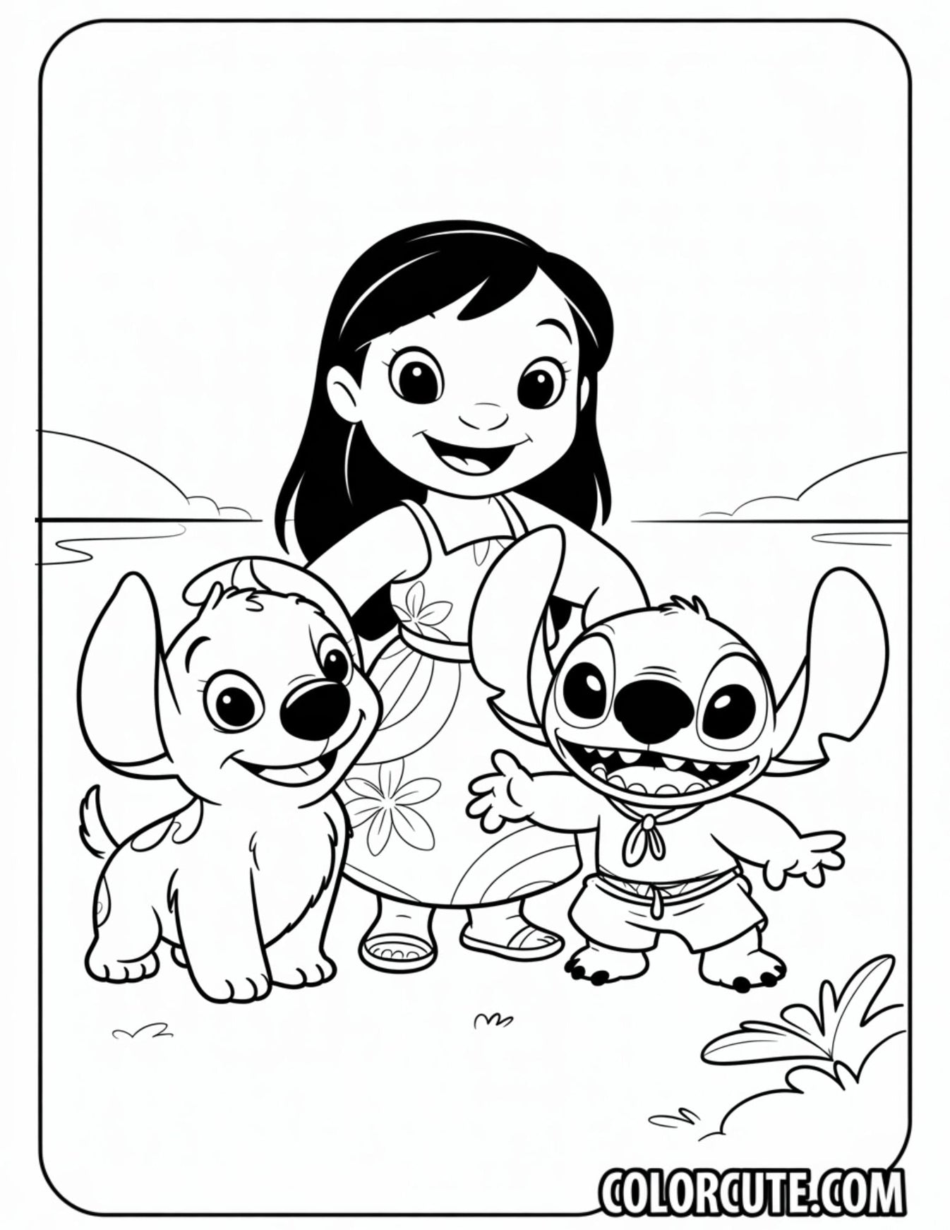Ohana Lilo and Stitch Coloring Page | Free PDF Printables – Color Cute ...