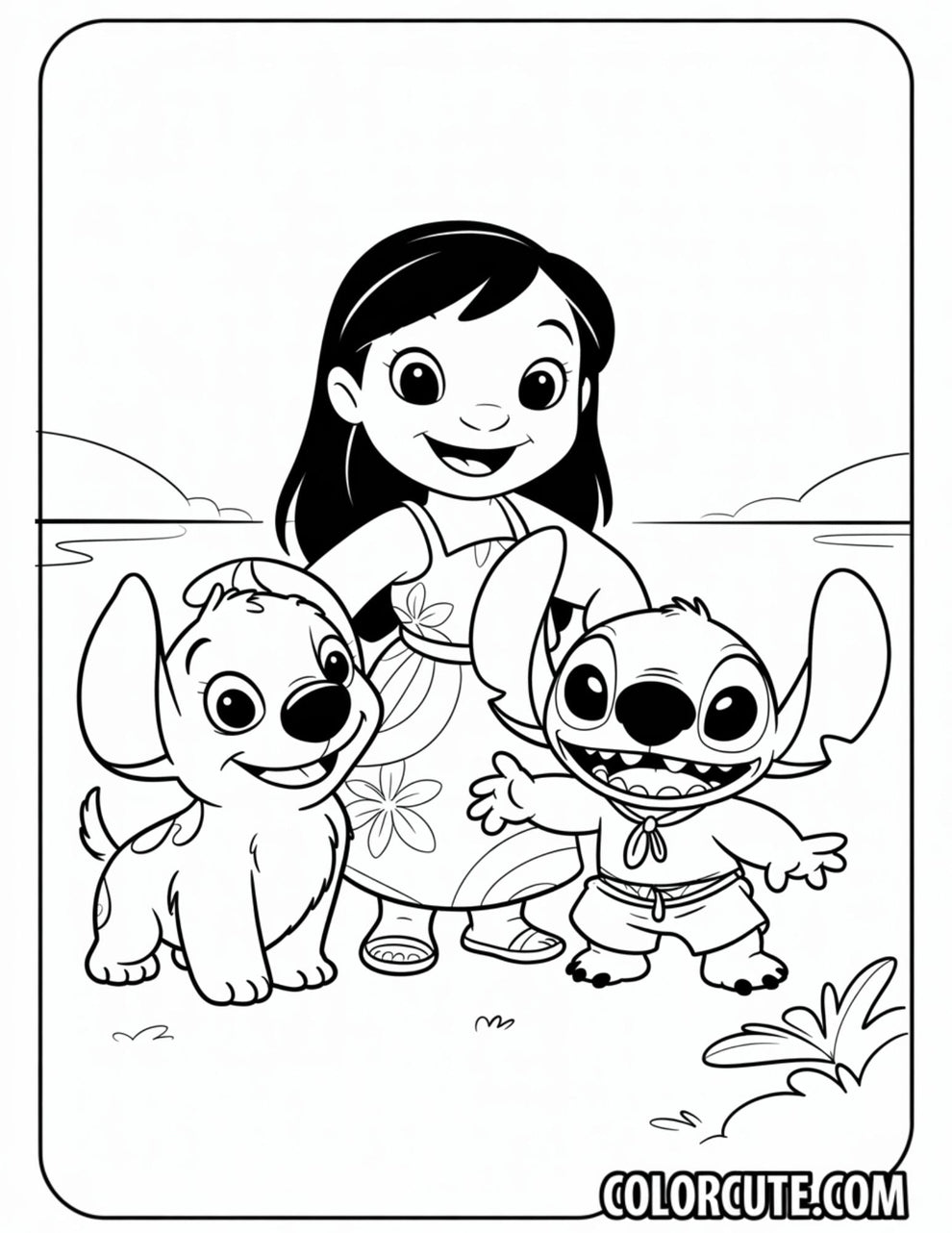 Ohana Lilo and Stitch Coloring Page | Free PDF Printables – Color Cute ...