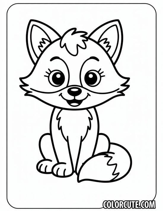 Sitting Smiling Fox Coloring Pages | Free PDF Printables – Color Cute ...