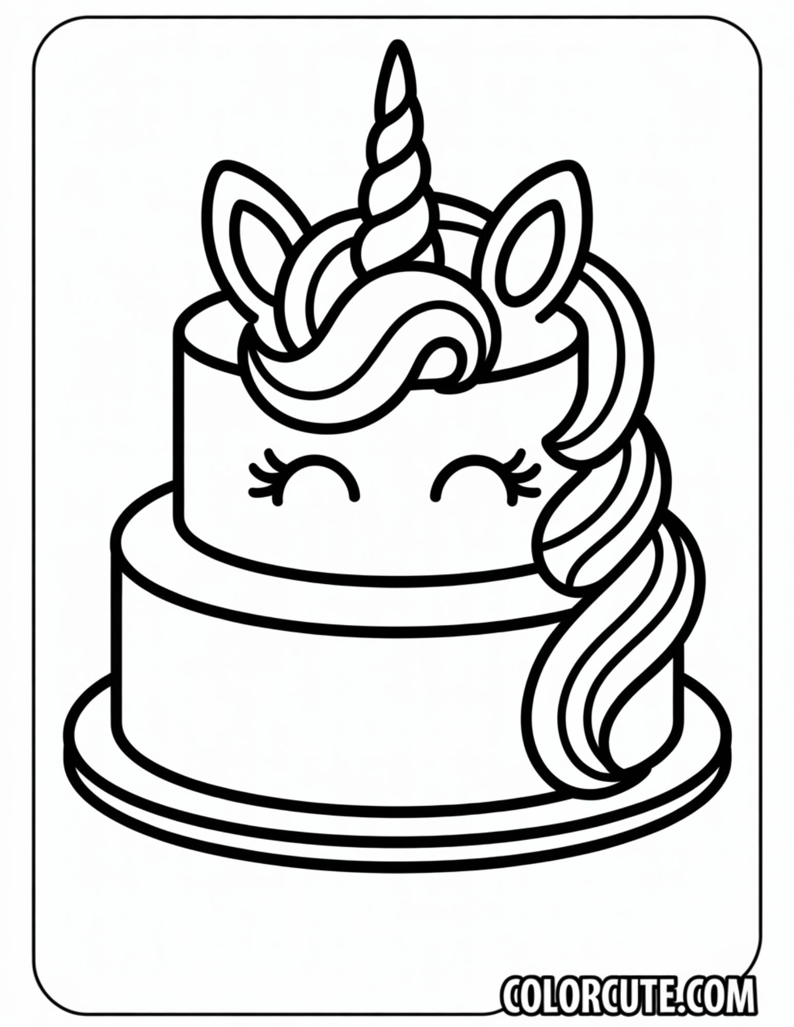 Cake Unicorn Coloring Pages | Free PDF Printables – Color Cute - Free ...