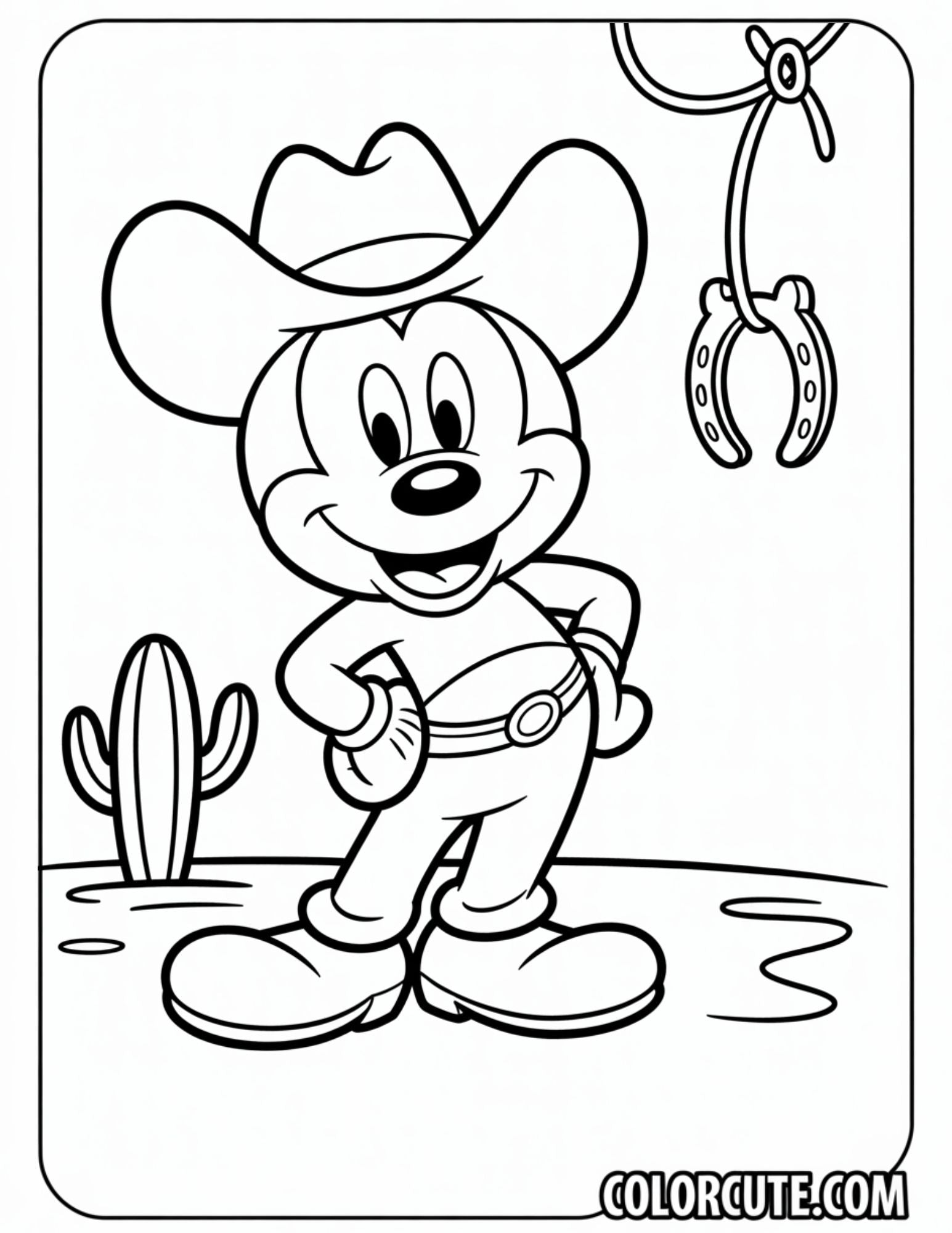 Cowboy Mickey Mouse Coloring Pages | Free PDF Printables – Color Cute ...