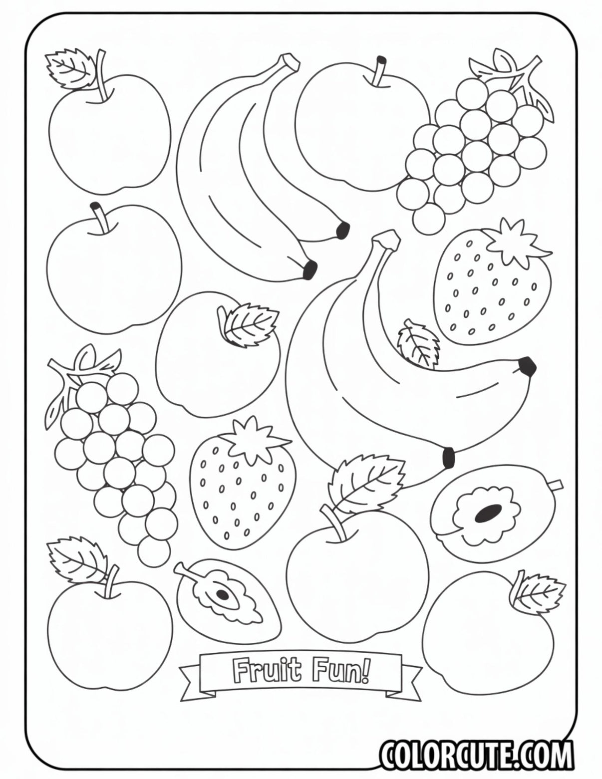Mixed Fruits Coloring Page | Free PDF Printables – Color Cute - Free ...